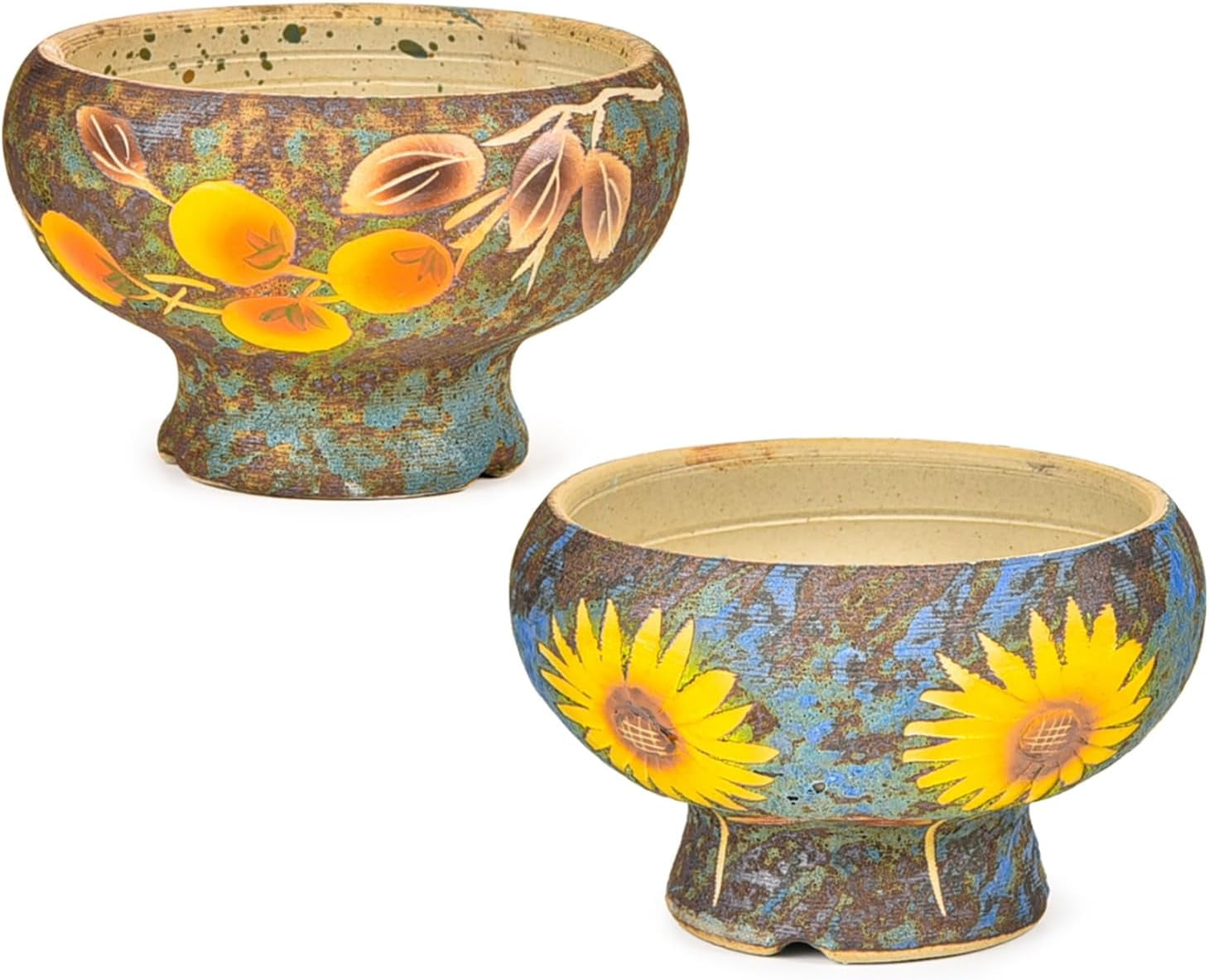 Sungmor Small Succulent Planters Set of 2, Beautiful Hand Crafted ...