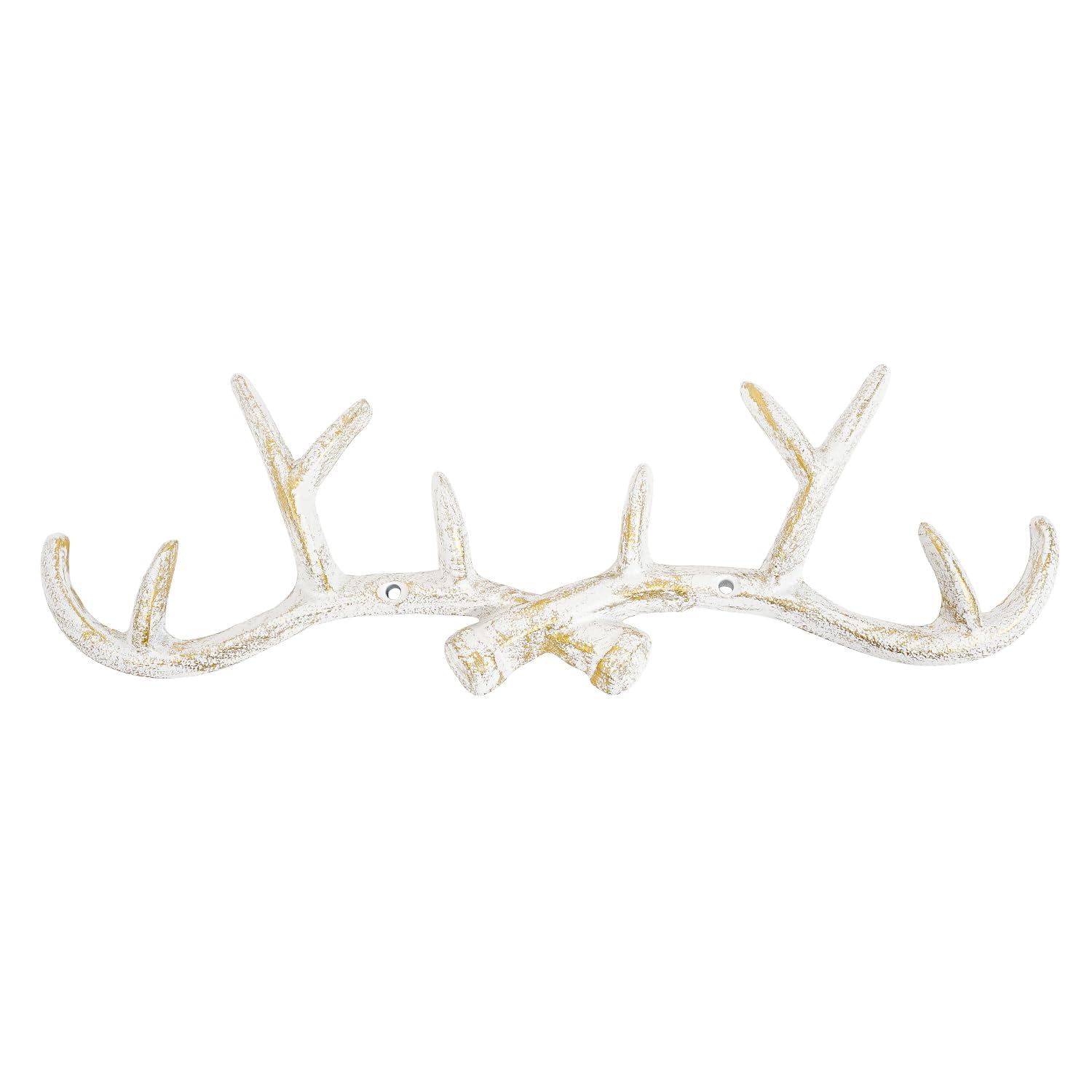Sungmor Vintage Cast Iron Antlers Wall Hooks, Antique White Decorative ...