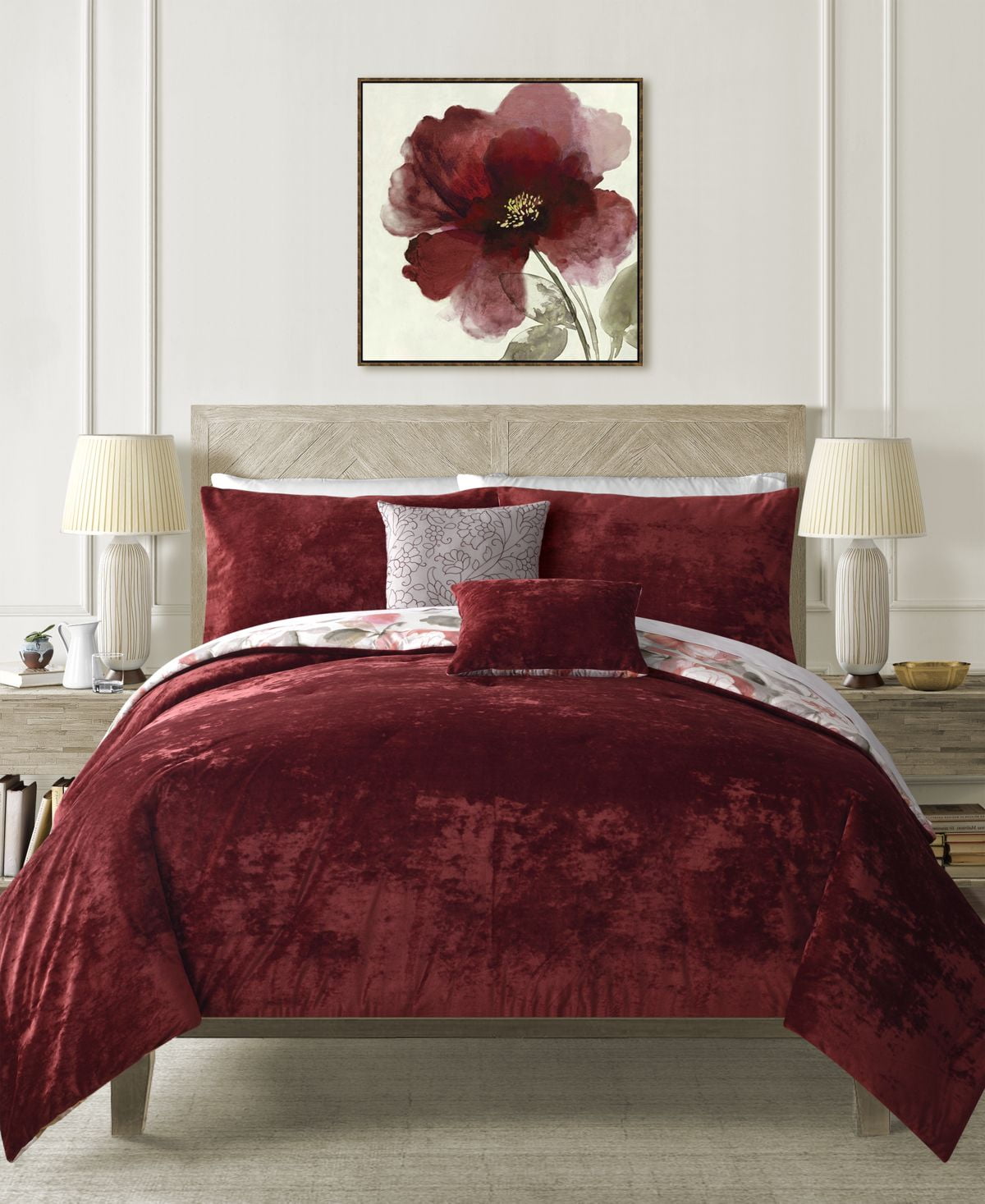 Sunham Magnolia Comforter Sets Bedding, Full/Queen - Walmart.com