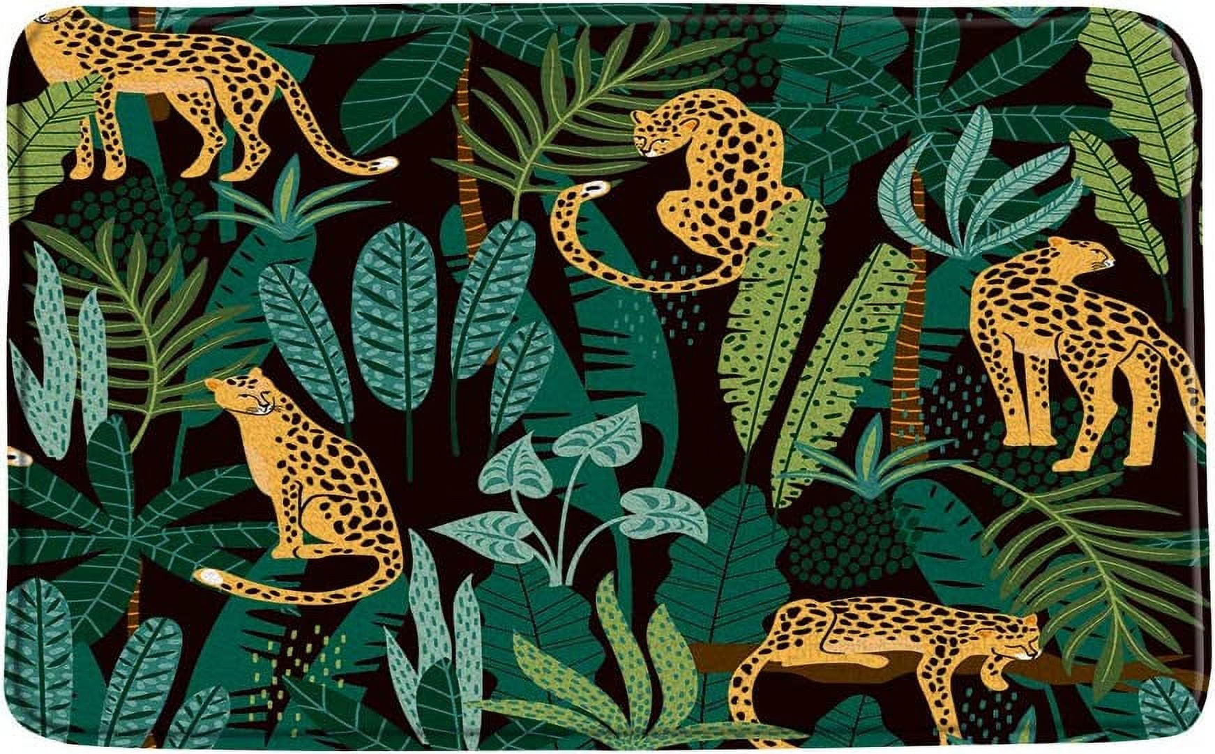 Sunhe Print Microfiber Memory Foam,Leopard Green Plam Banana Leaf Asian ...