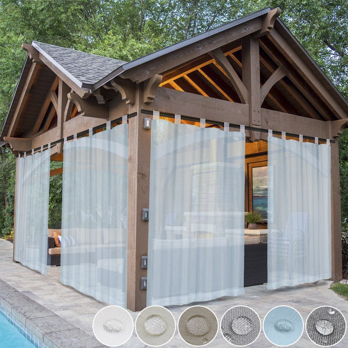 Sunicol Waterproof Transparent Patio Sheer Curtain for Outdoor Porch ...