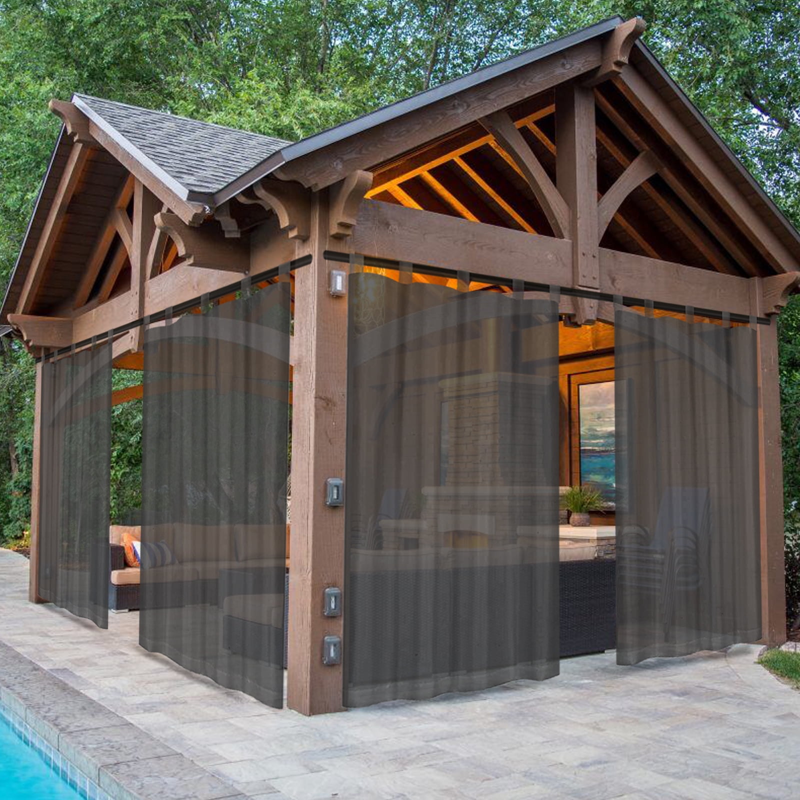 Sunicol Waterproof Transparent Patio Sheer Curtain for Outdoor Porch ...