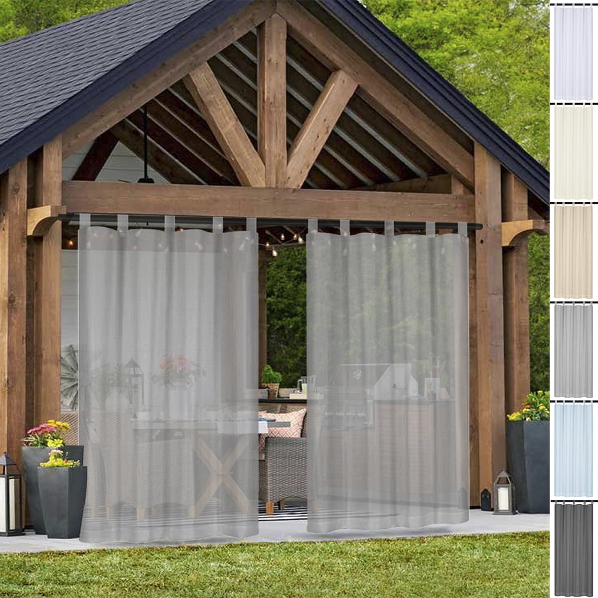 Sunicol Waterproof Transparent Patio Sheer Curtain for Outdoor Porch ...
