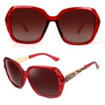 Sunier Polarized Square Oversized Burgundy Sunglasses for Women with ...
