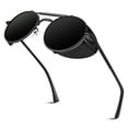 Sunier Retro Round Polarized Steampunk Sunglasses Men Women Shield