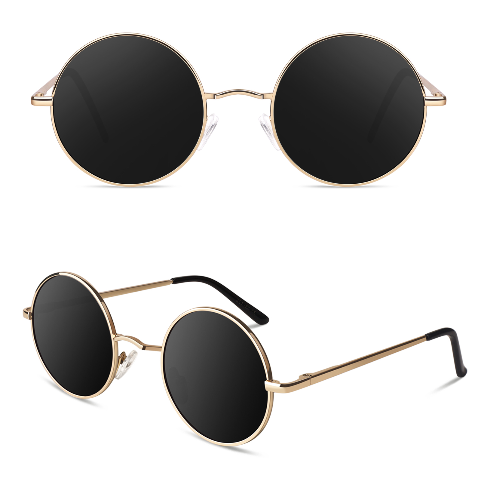 Retro Round Small 48mm Vintage Hippie Round Polaroid Sunglasses Driving