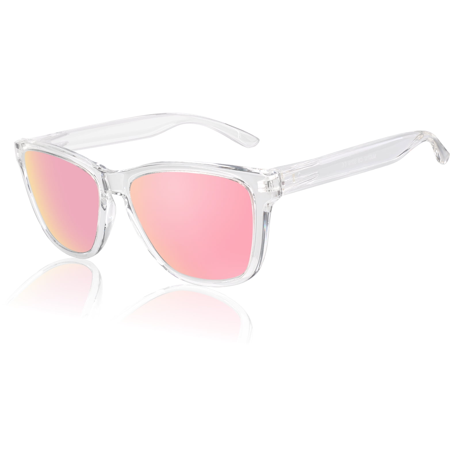 Sunier Pink Polarized Sunglasses for Girls Stylish Transparent Frame ...