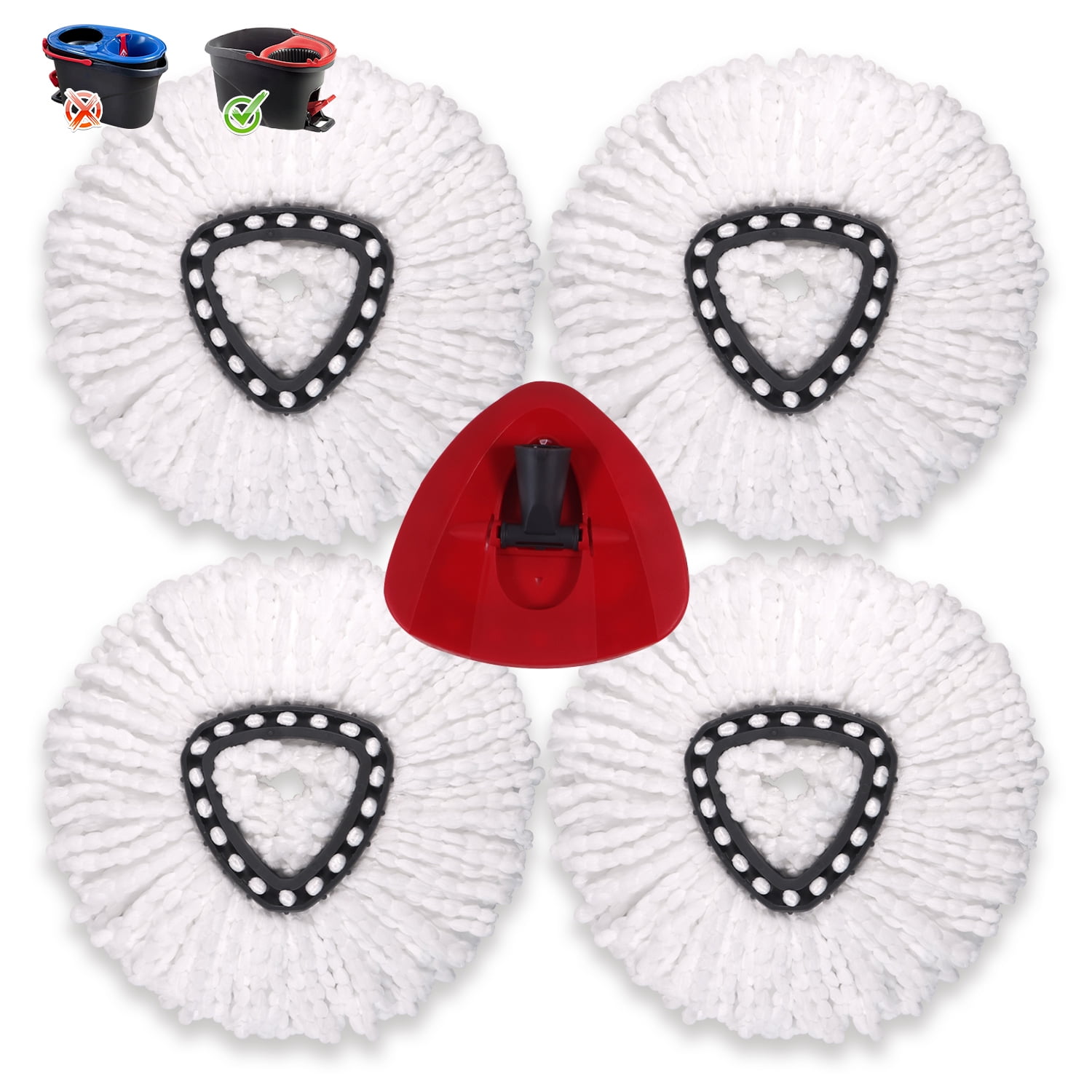 "Sunifier Spin Mop Head Refills, 4+1 Pack, Microfiber, Washable ...