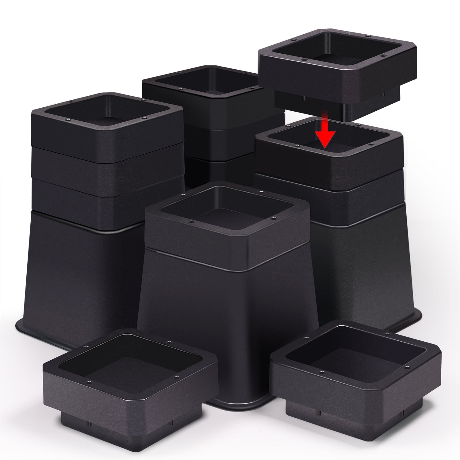 Sunifier Adjustable Heavy Duty Bed Risers Set, 3-6 inch Furniture ...