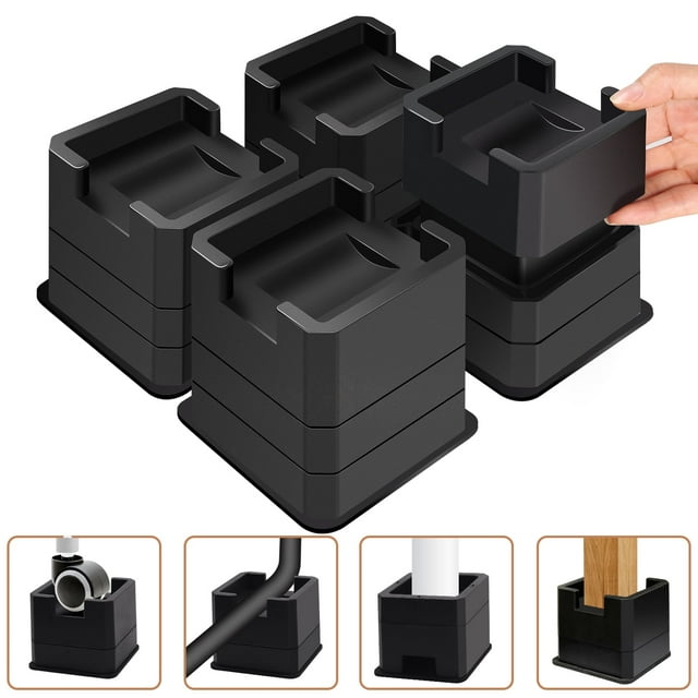 Sunifier Adjustable Height Furniture Risers, Black, 3 inches (2+1 ...