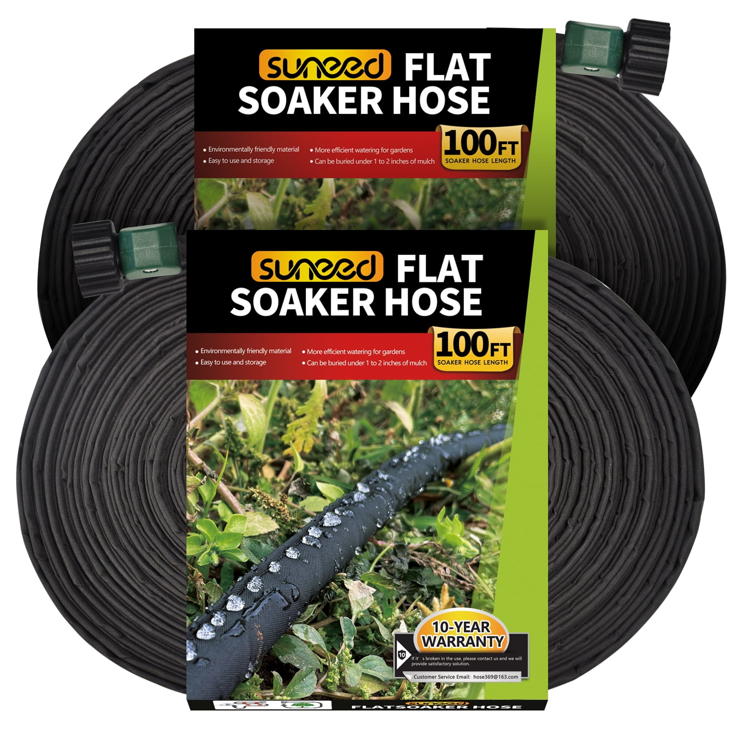 Sunifier 100 ft Flat Soaker Hoses - 2 Pack, Efficient Watering, Lawn ...