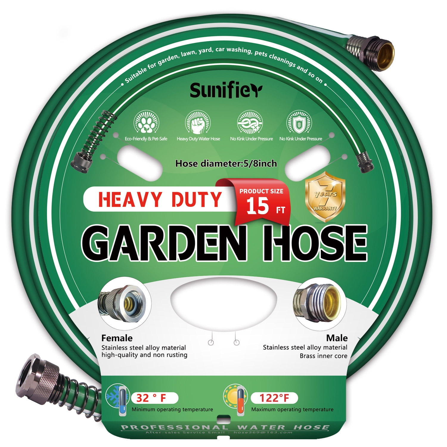 Sunifier Garden Hose 15 ft? Outdoor Water Hose - Flexible, Kinkless ...
