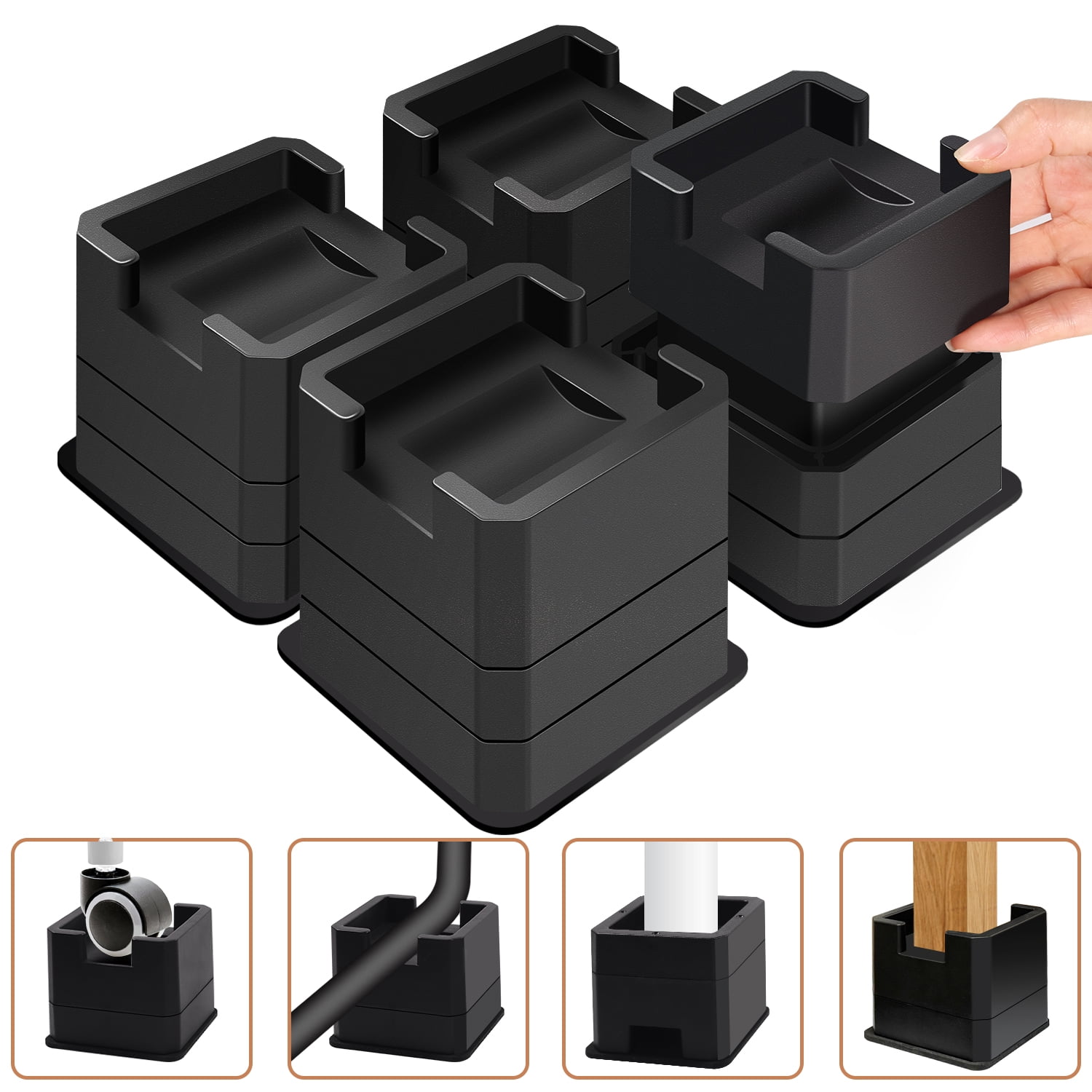 Sunifier Heavy Duty Bed Risers 3 inches (2+1 inches) , Adjustable ...