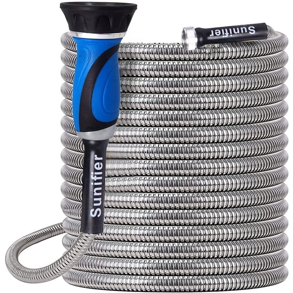 Sunifier Metal Garden Hose 30 ft Flexible Stainless Steel Water Hose ...