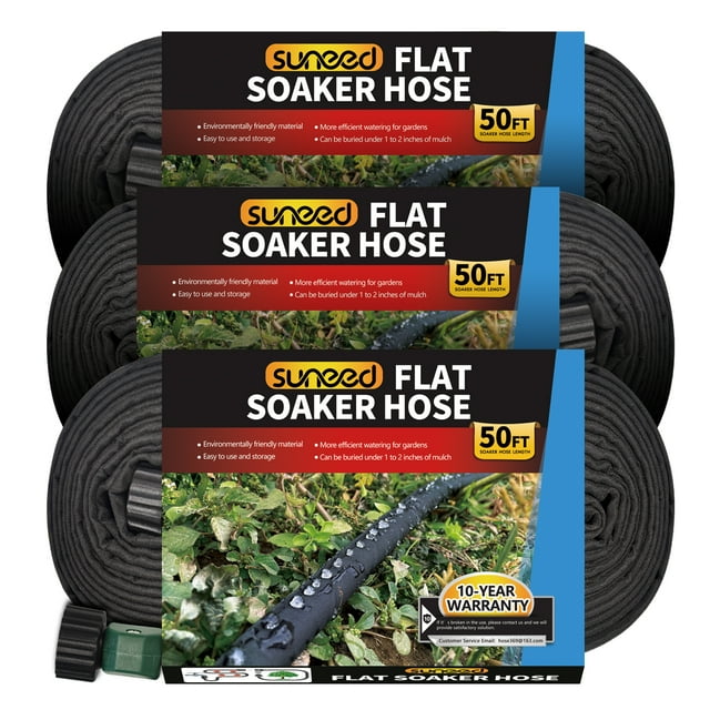 Sunifier Soaker Hoses 50 ft 3 Pack for Garden Beds,Linkable Drip ...