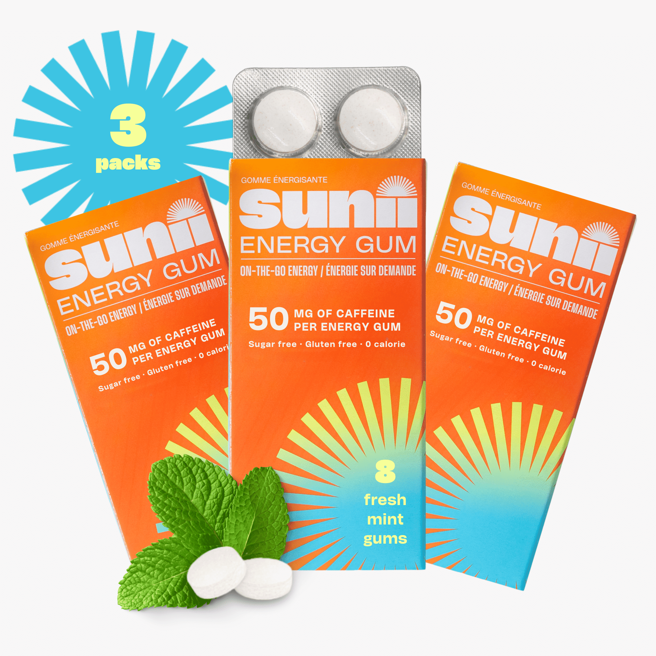 Sunii Energy Gum | On-the-go energy | 50mg of caffeine per gum ...