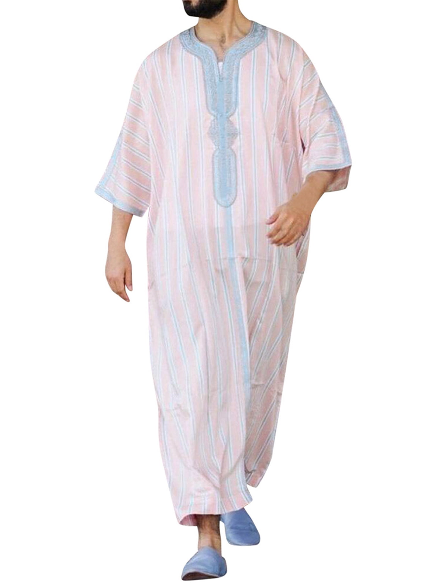 Sunisery Elegant Men's Mid-East Dashiki Long Robe Fashion Print Kaftan ...