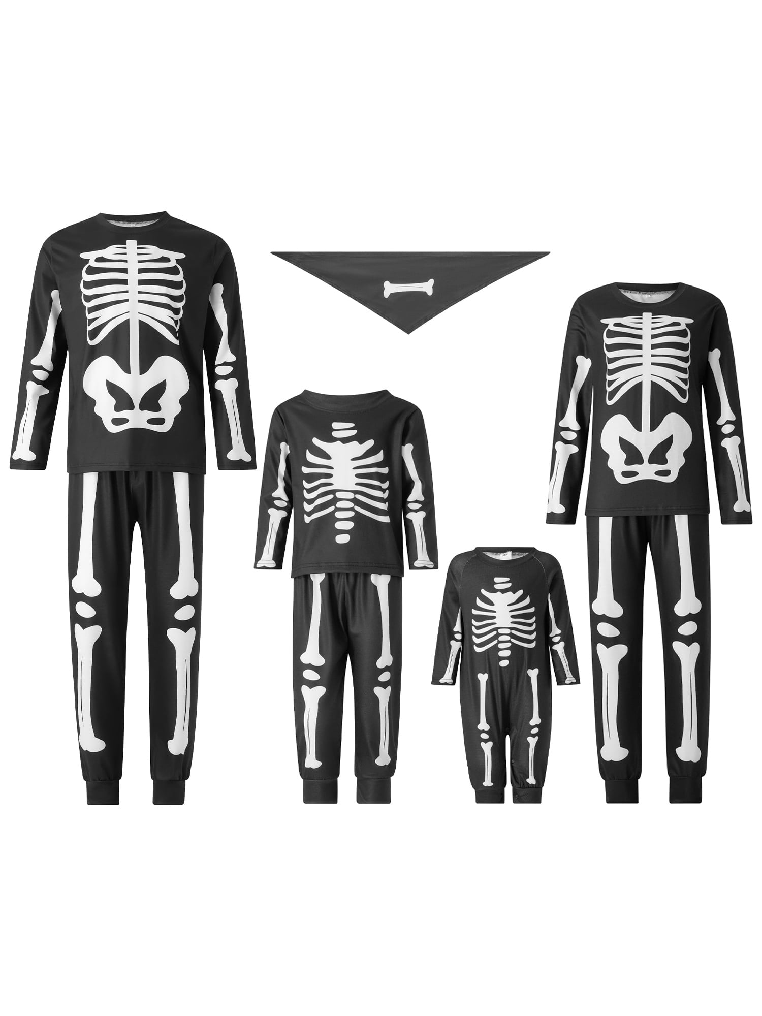 Sunisery Halloween Family Pajamas Matching Sets Halloween Skeleton ...