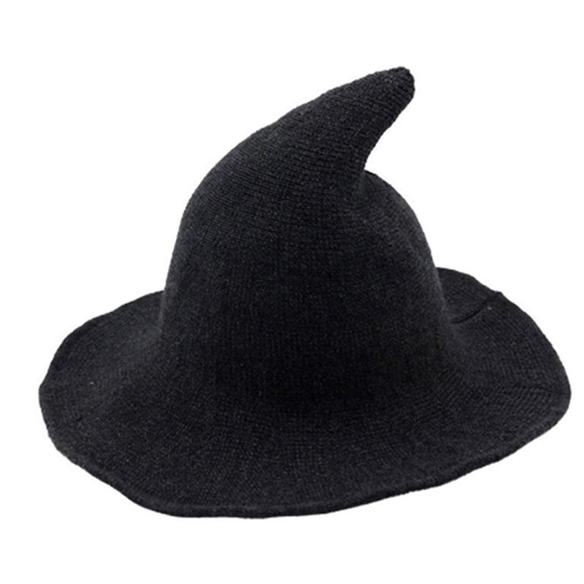 Sunisery Halloween Witch Hat Wool Wide Brim Foldable Pointed Cap ...