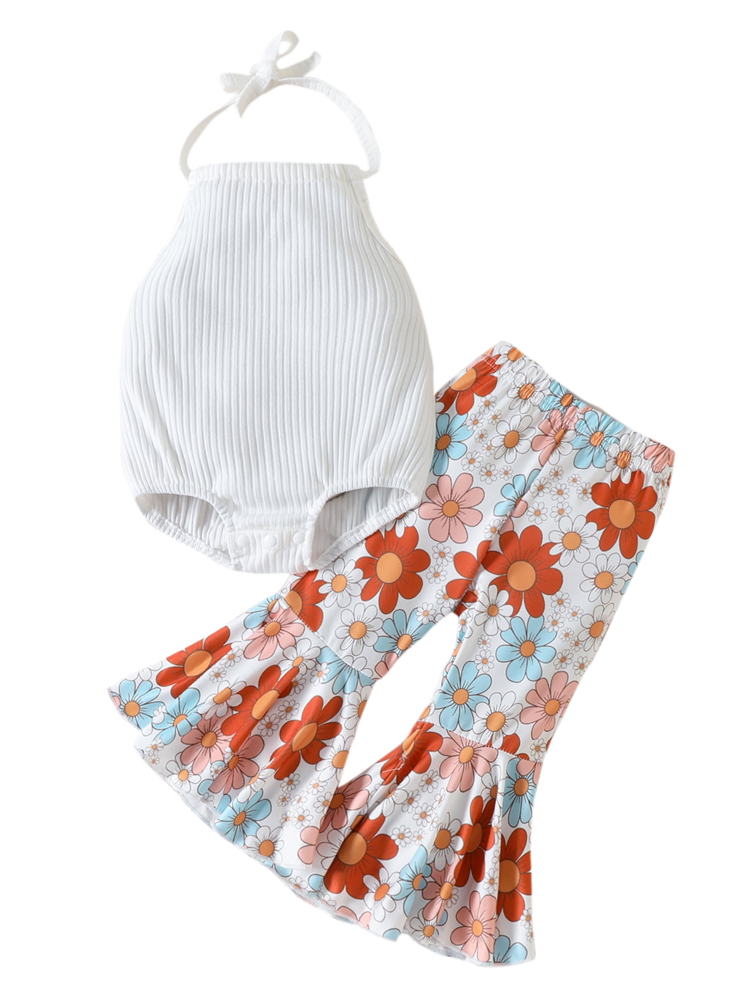 Sunisery Infant Baby Summer Clothes Suit, Solid Color Ribbed Halter ...