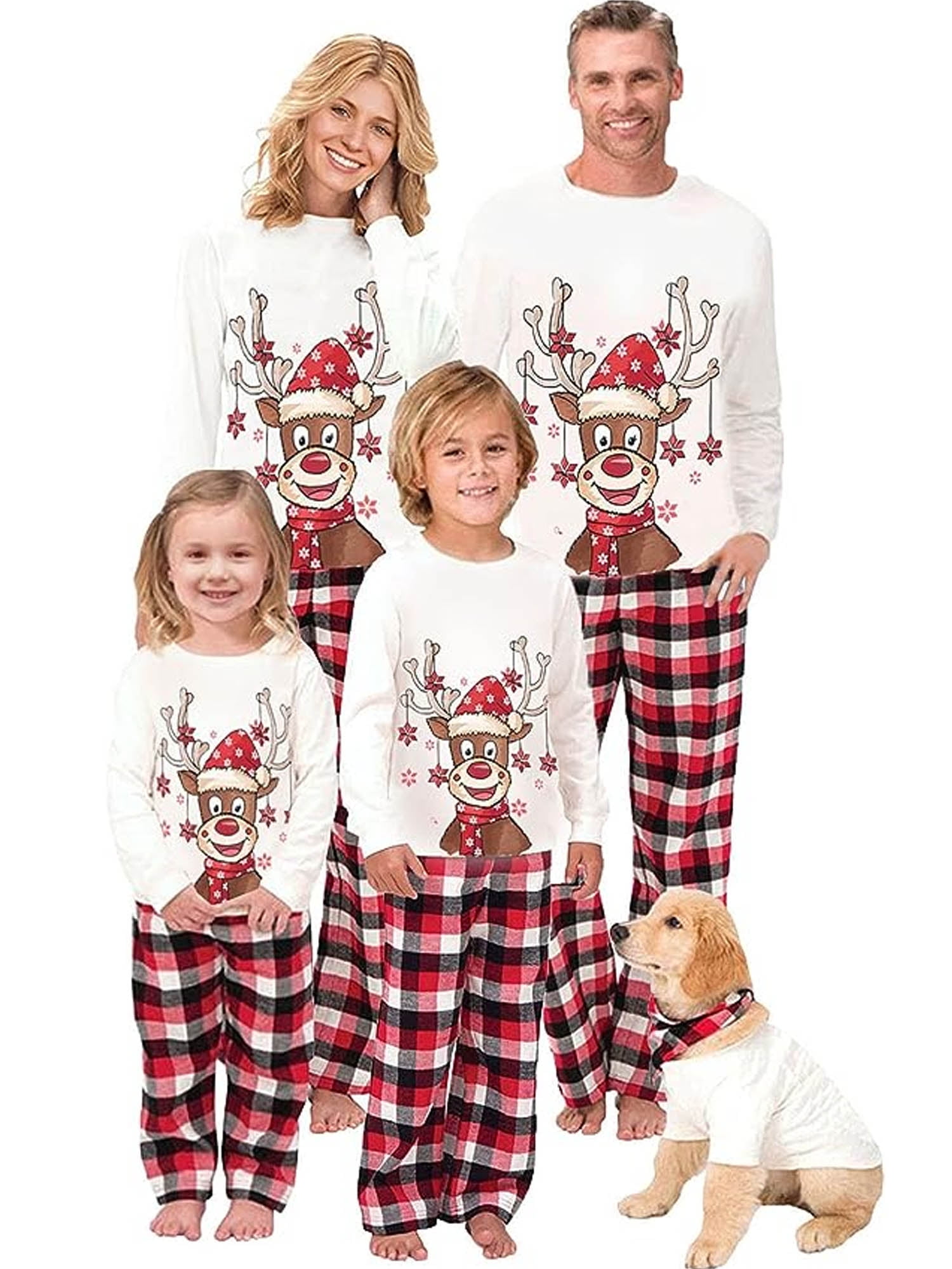 Sunisery Merry Christmas Family Matching Pajamas Sets Plaid Deer Print ...