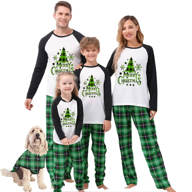 Sunisery Merry Christmas Family Matching Pajamas Sets Plaid Deer Print ...