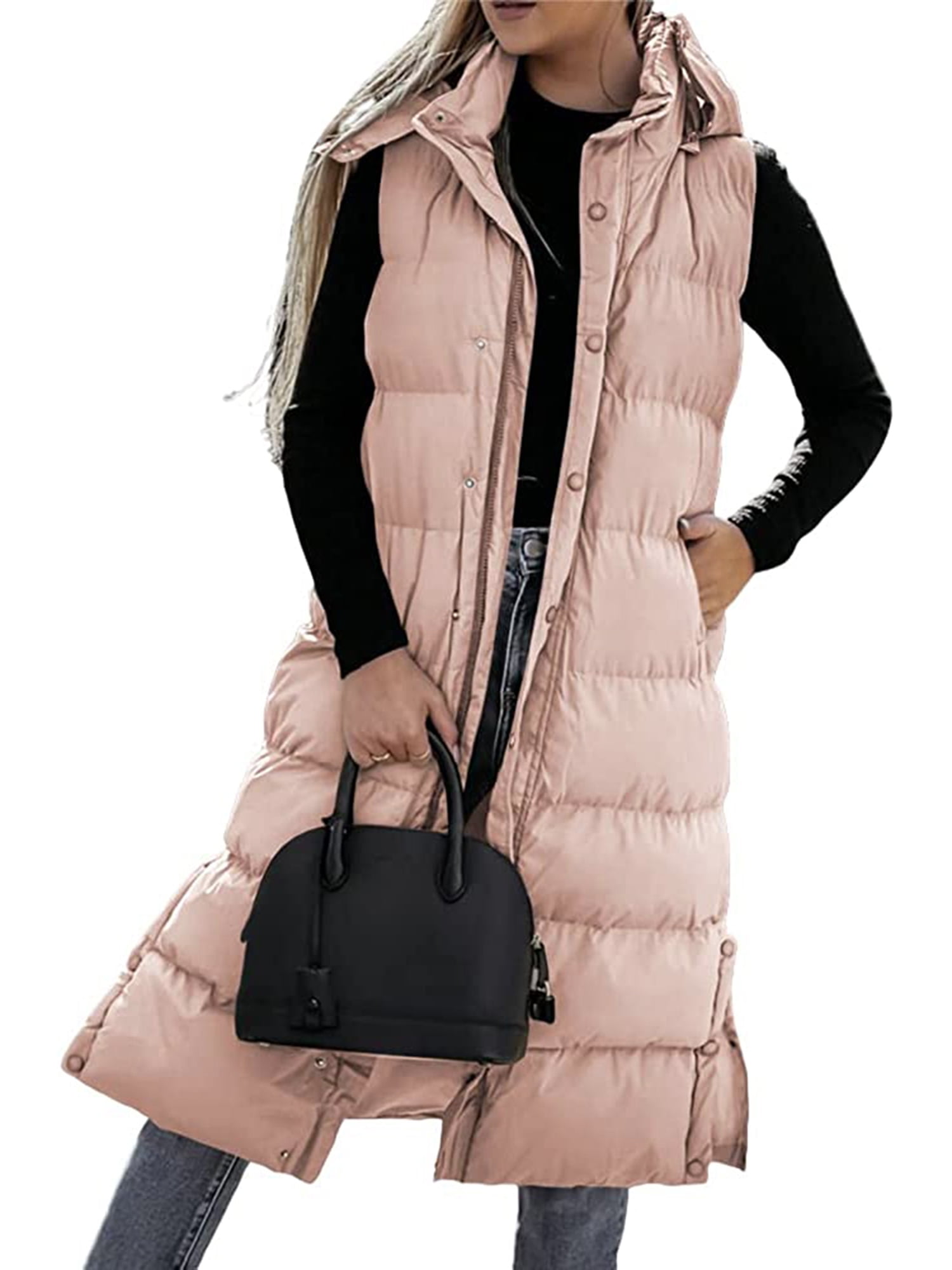 Sunisery Oversized Long Down Vest for Women Outdoor Coats with Hood ...
