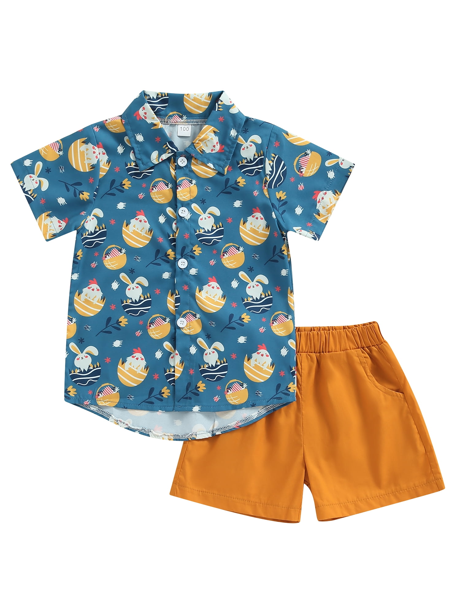 Sunisery Toddler Baby Boy Easter Outfit Bunny Egg Print Short Sleeve ...