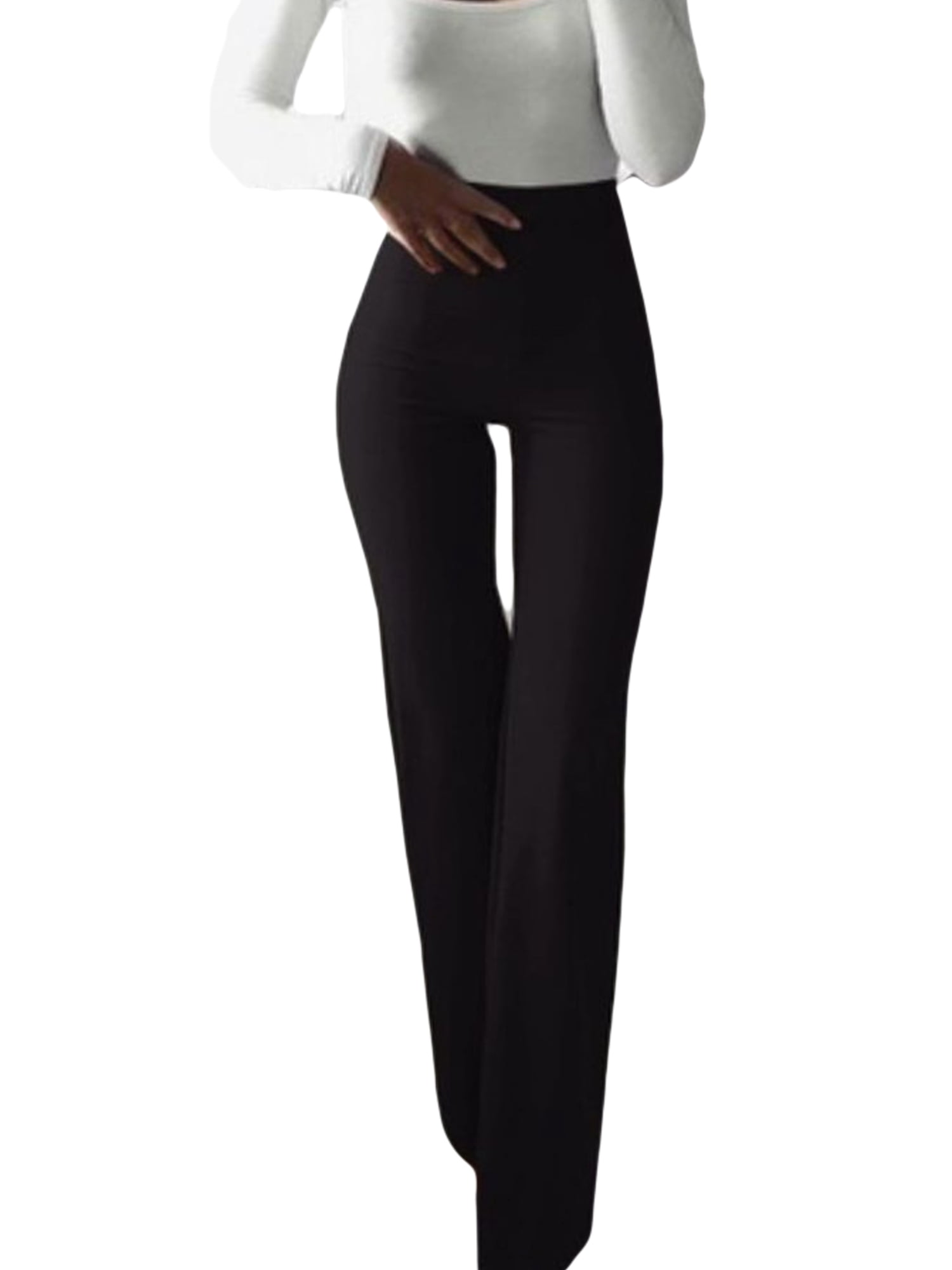 Sunisery Women Bell-Bottom Elastic Band Bottoms Casual Slim Top High ...