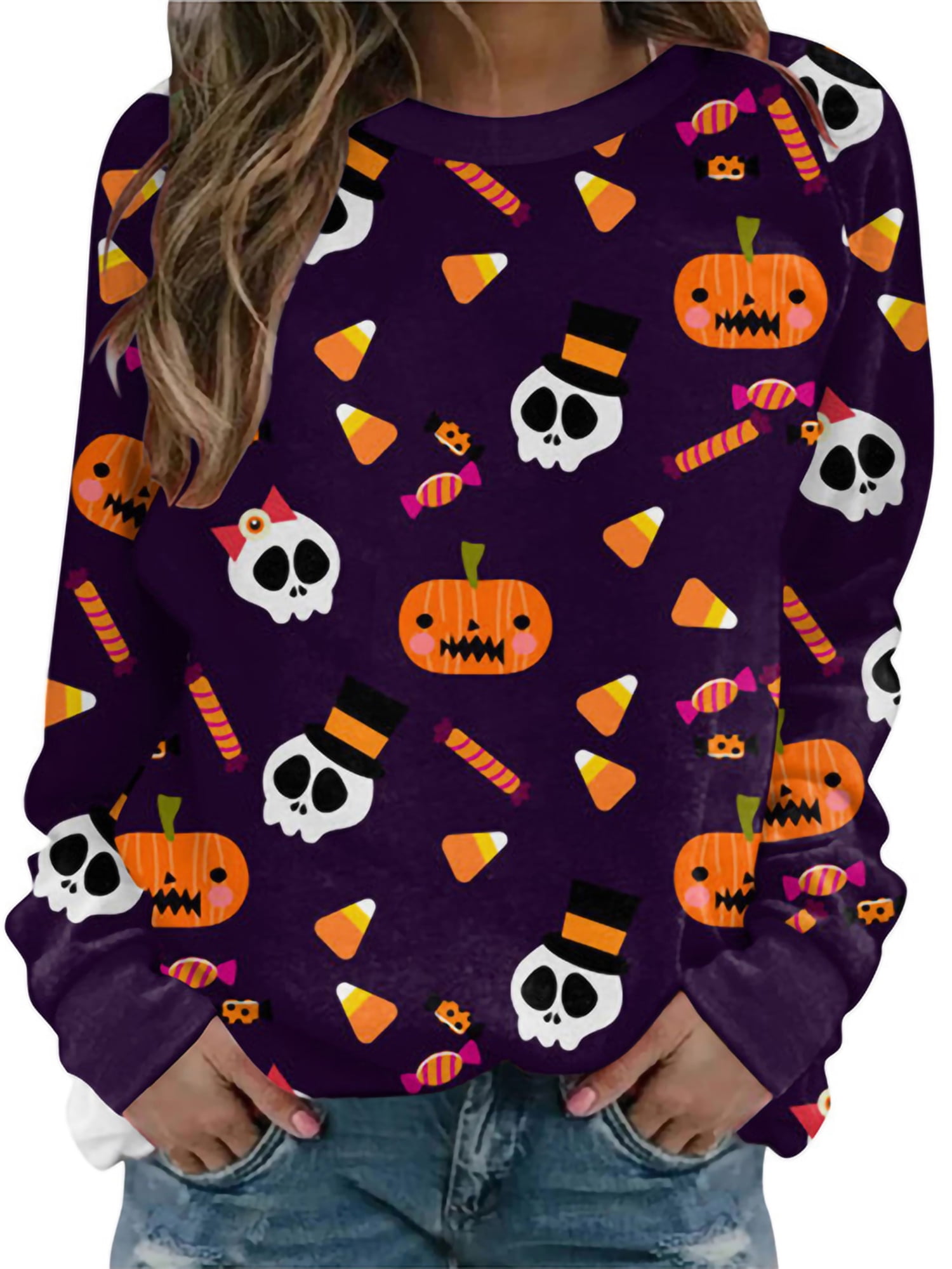 Sunisery Women's Halloween Graphic Sweatshirts, Cute Kawaii Ghost ...