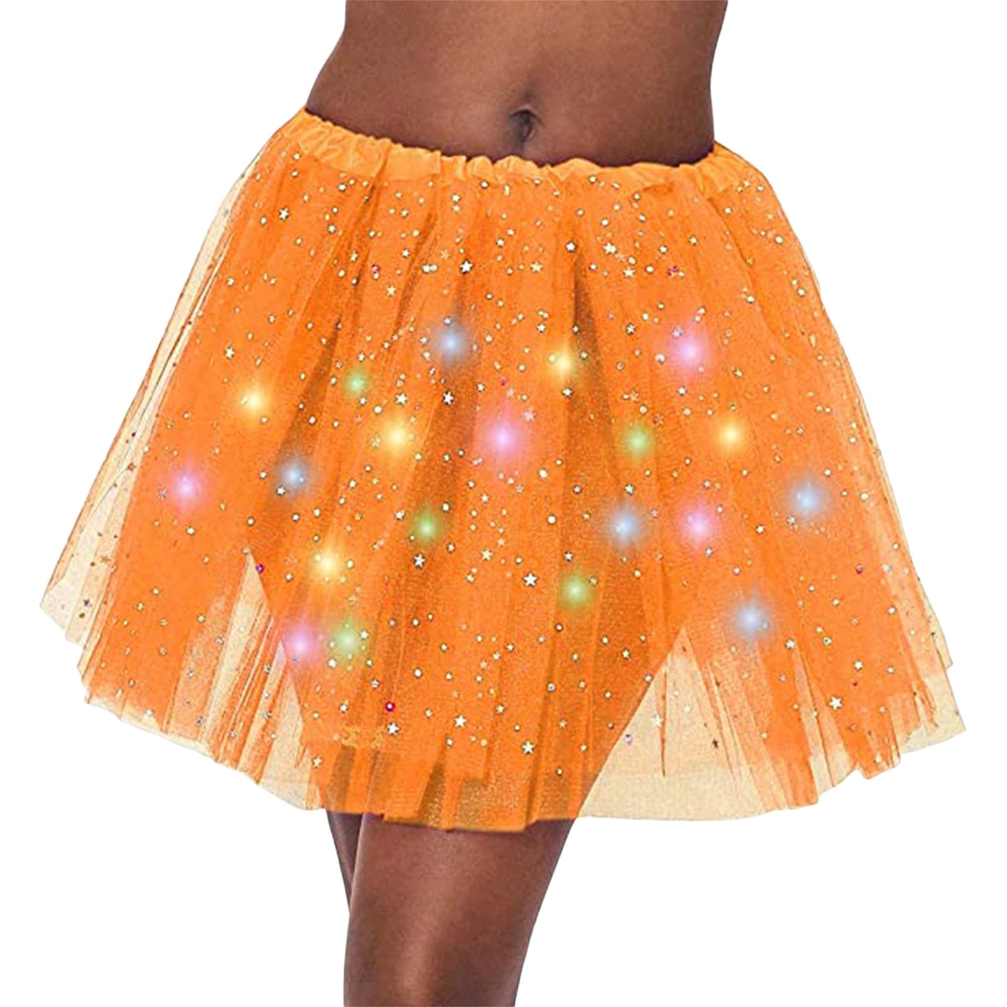 Sunisery Women's LED Skirt Light Up Star Dance Half Dress Layered ...