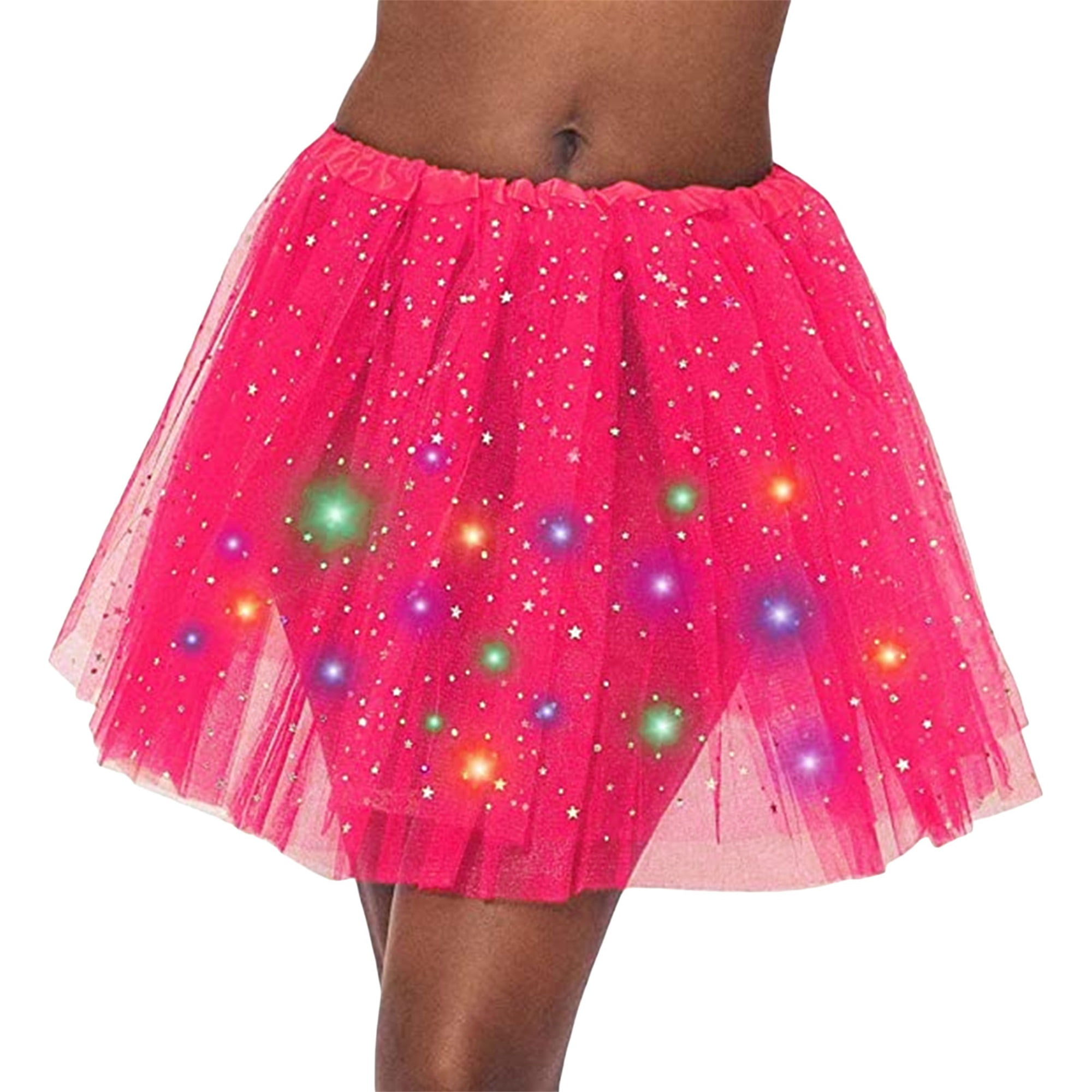 Sunisery Women's LED Skirt Light Up Star Dance Skirts Layered Ballet ...