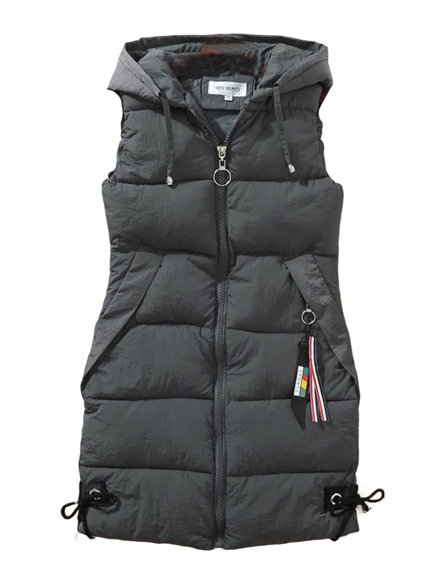 Sunisery Women's Long Puffer Jacket Vest, Quilted Faux Down Filled ...