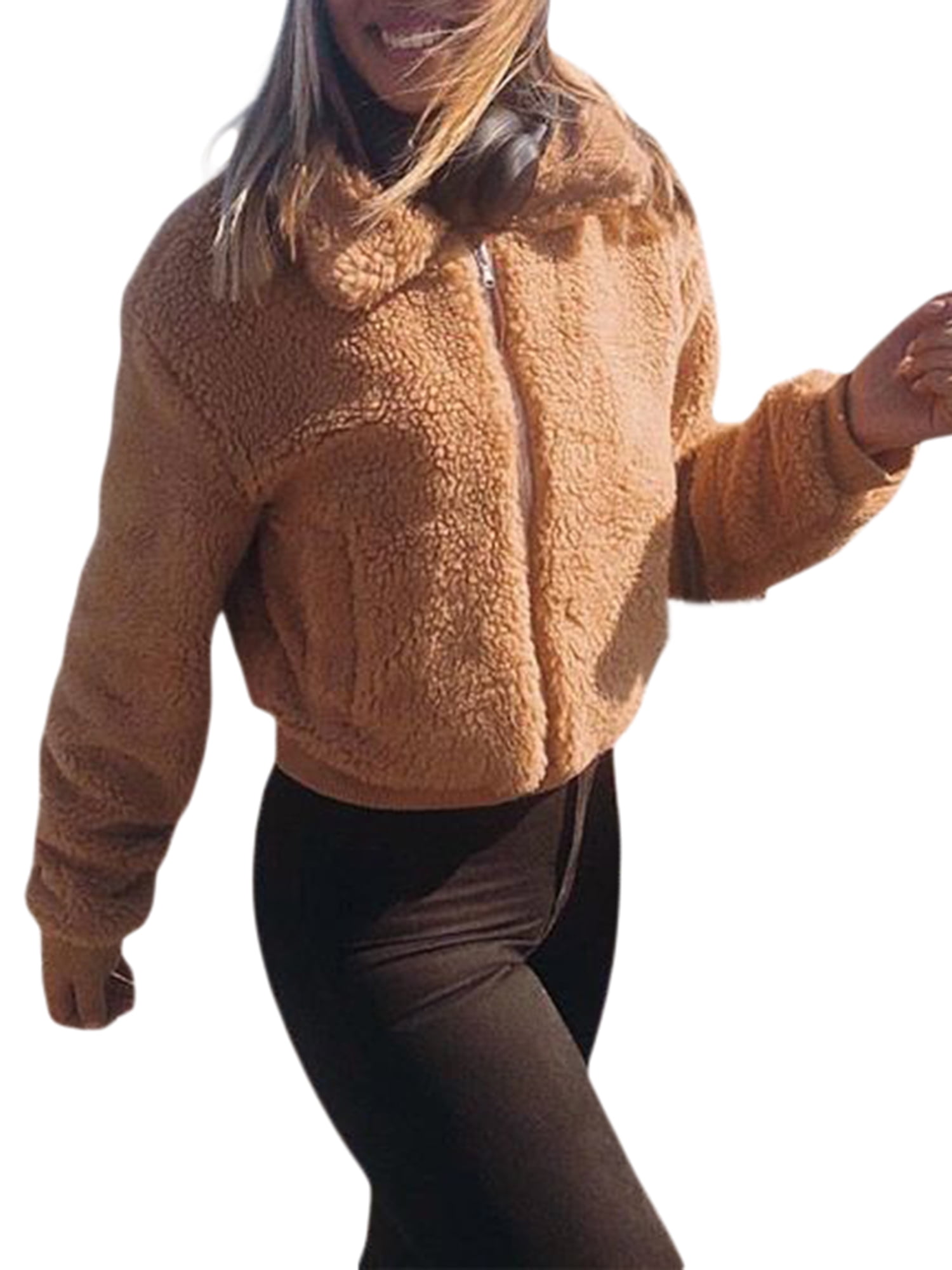 Sunisery Women's Warm Fleece Sherpa Jackets Zip Up Faux Shearling Coats ...