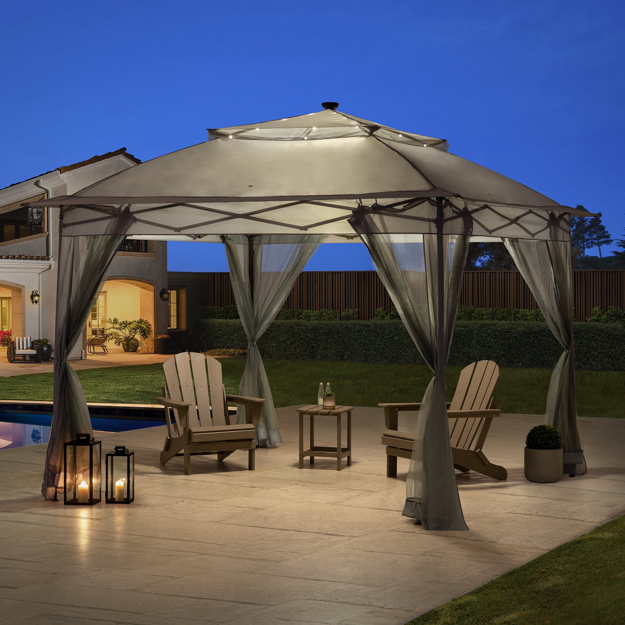 Sunjoy 11x11x9.5 ft. Outdoor Pop up Steel Frame Gray Soft Top Gazebo ...