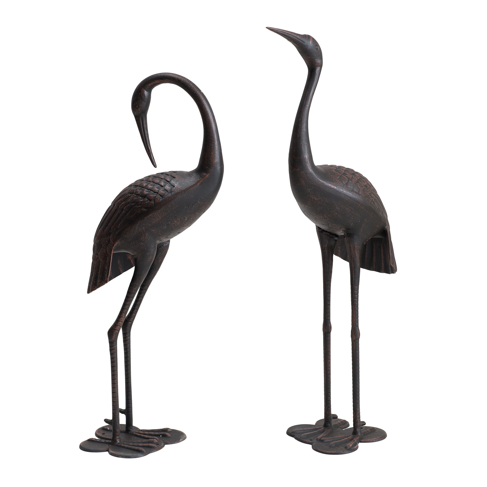 Sunjoy 2PC Cast Aluminum Crane Statue Home Outdoor Garden Art Decor ...