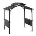 Sunjoy Hardtop Outdoor Grill Gazebo, 5 ft. x 8 ft. Brown Steel Frame ...