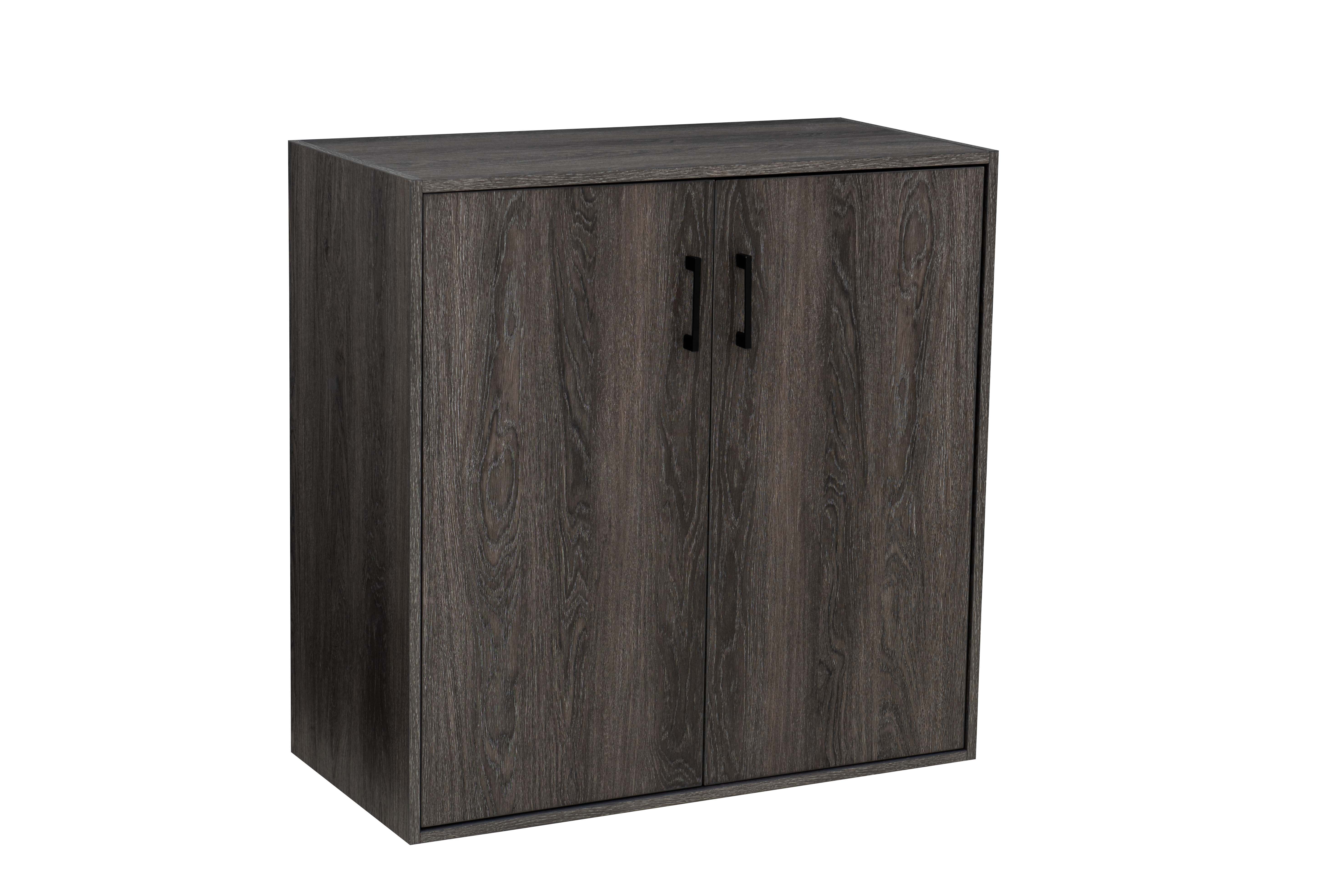 Sunjoy Quub Two Door Cabinet, Space Saving Stackable MDF Wood Cabinet ...