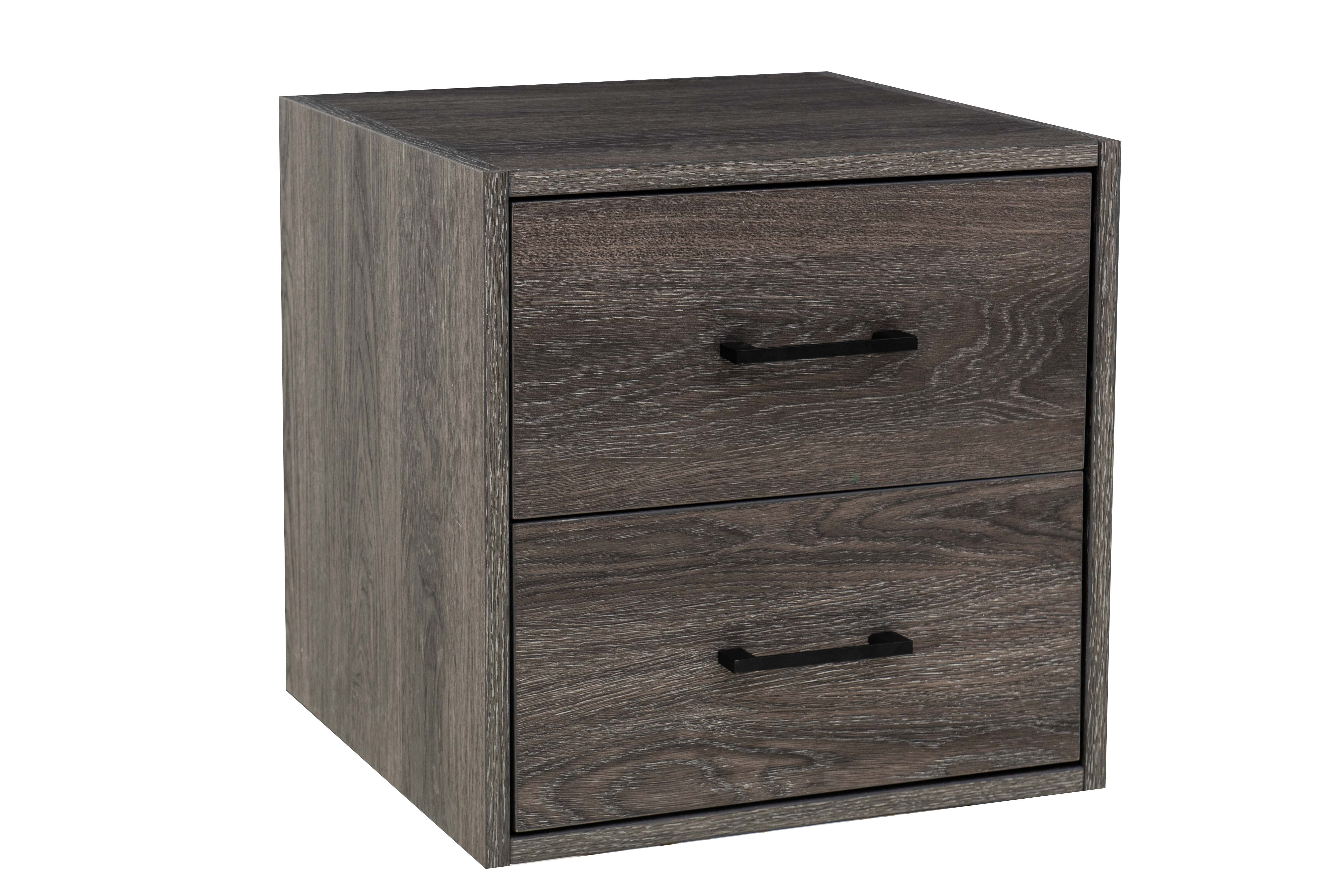 Sunjoy Quub Two-Drawer Cabinet, Space Saving Stackable MDF Wood Cabinet ...