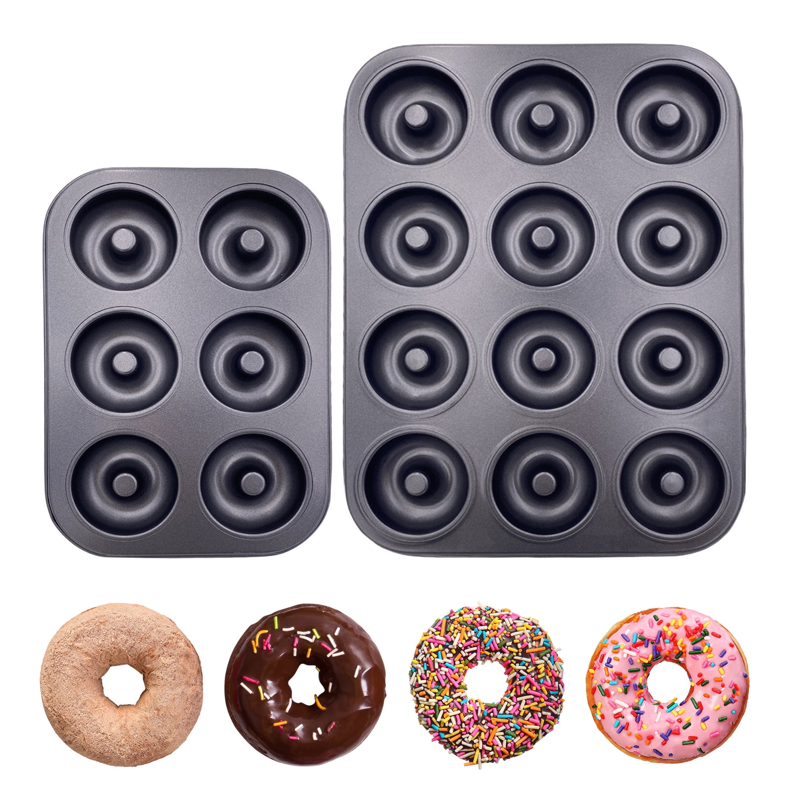 Sunjoy Tech 1/2Pcs Donut Pan 6/12 Grids Carbon Steel Donut Mold Non ...