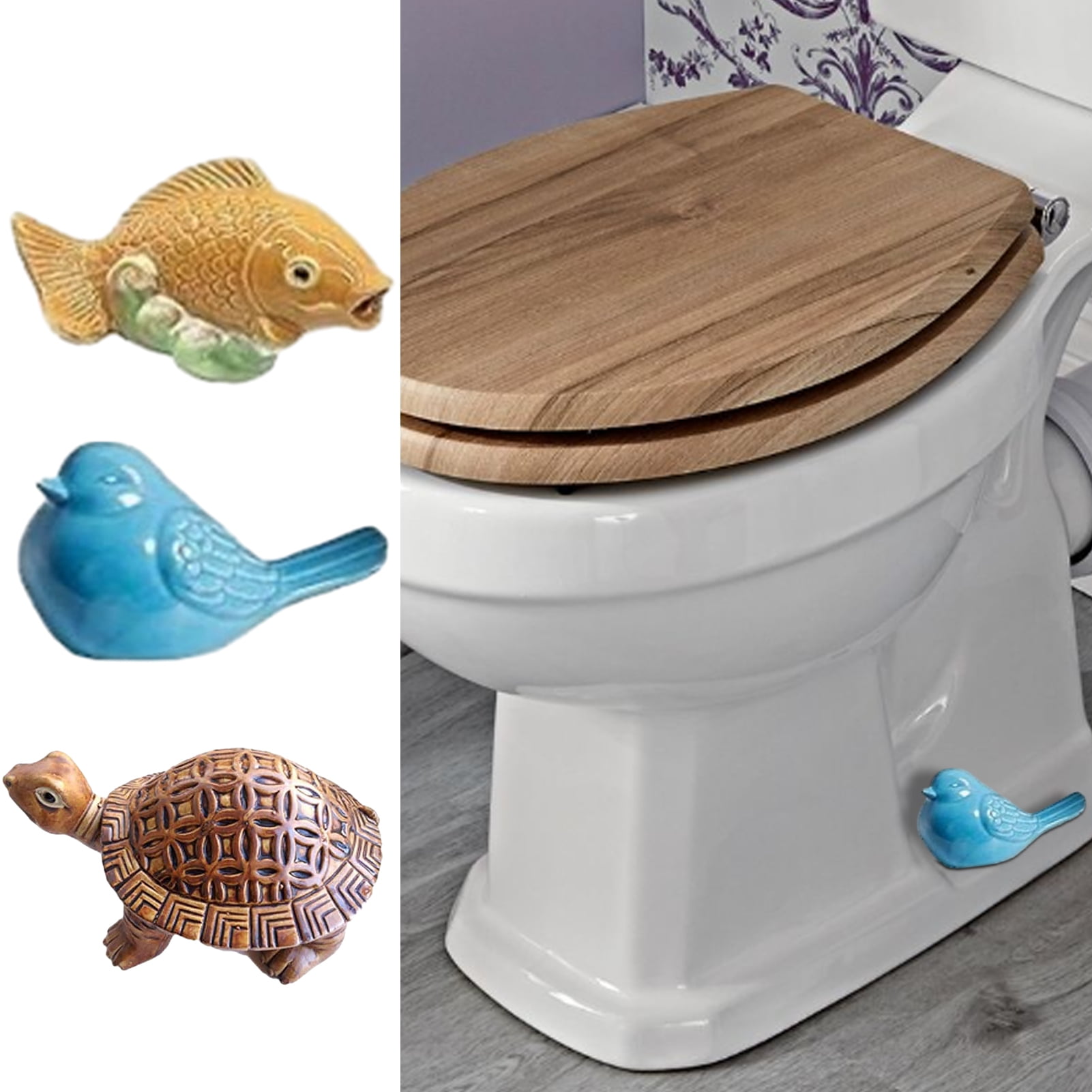 Sunjoy Tech 1/2Pcs Toilet Bolt Covers Frog Fish Bird Resin Caps Solve ...