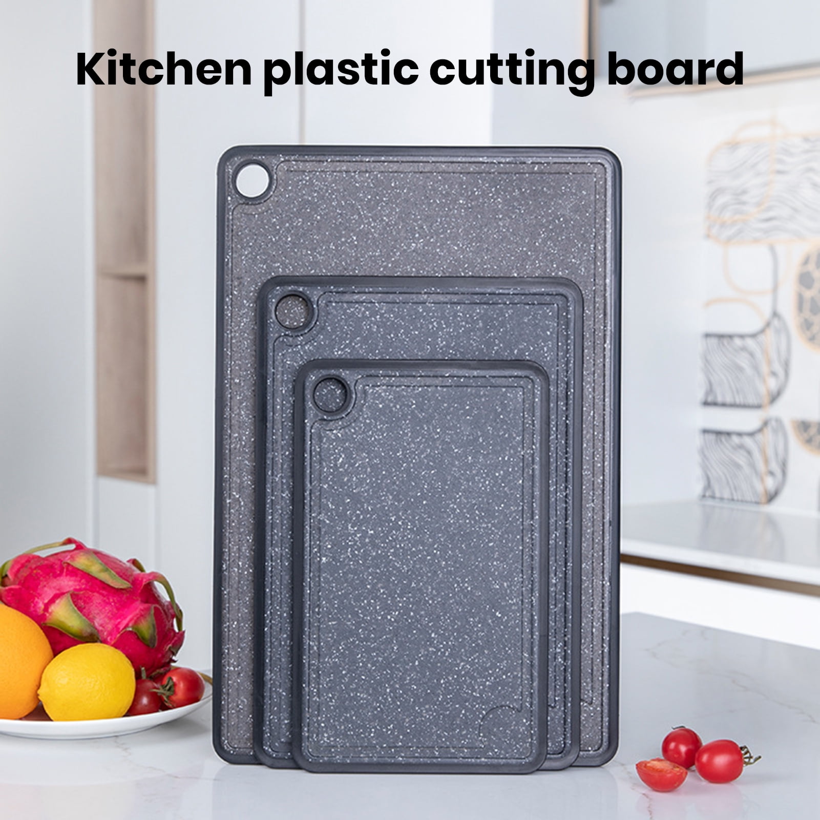 Sunjoy Tech 1/3Pcs Black Chopping Board with Juice Groove Anti-slip ...
