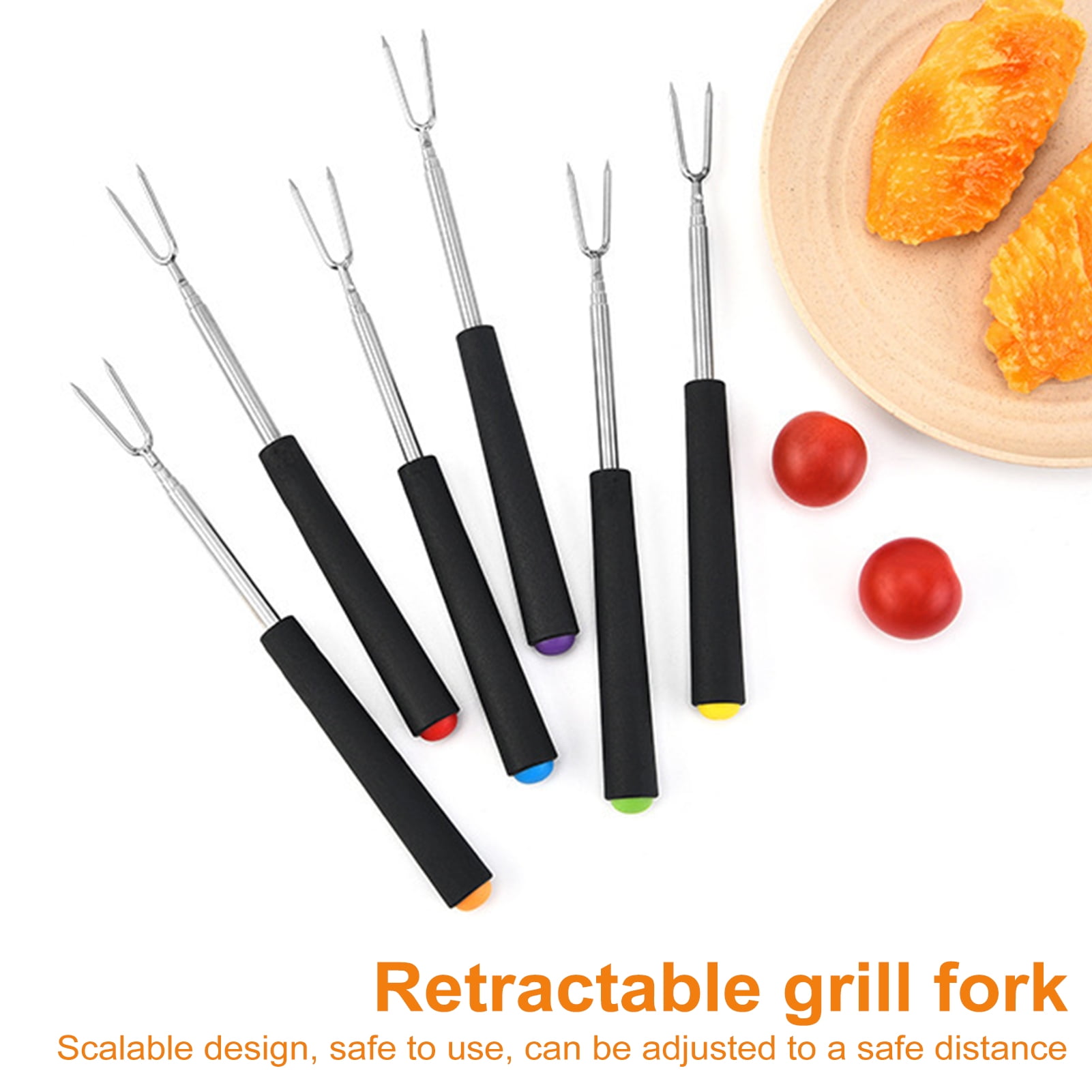 Sunjoy Tech 1/5Pcs Telescopic Barbecue Fork Stainless Steel Retractable ...