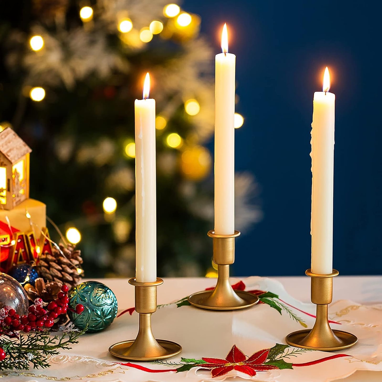 Sunjoy Tech 1/6Pcs Romantic Dinner Golden Taper Candle Holder Vintage ...