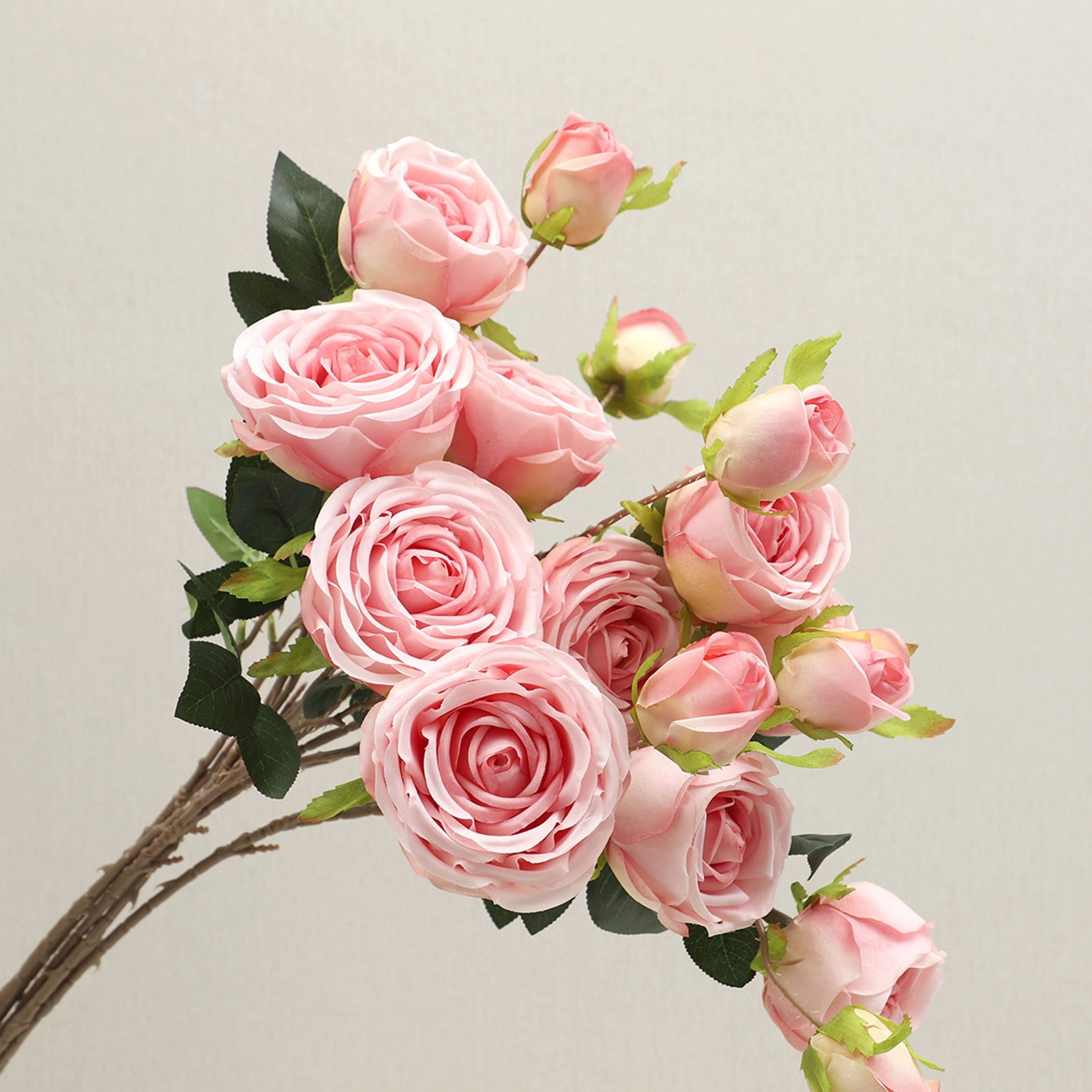 Sunjoy Tech 1 Branch 3 Heads Artificial Silk Rose Vibrant Artificial ...