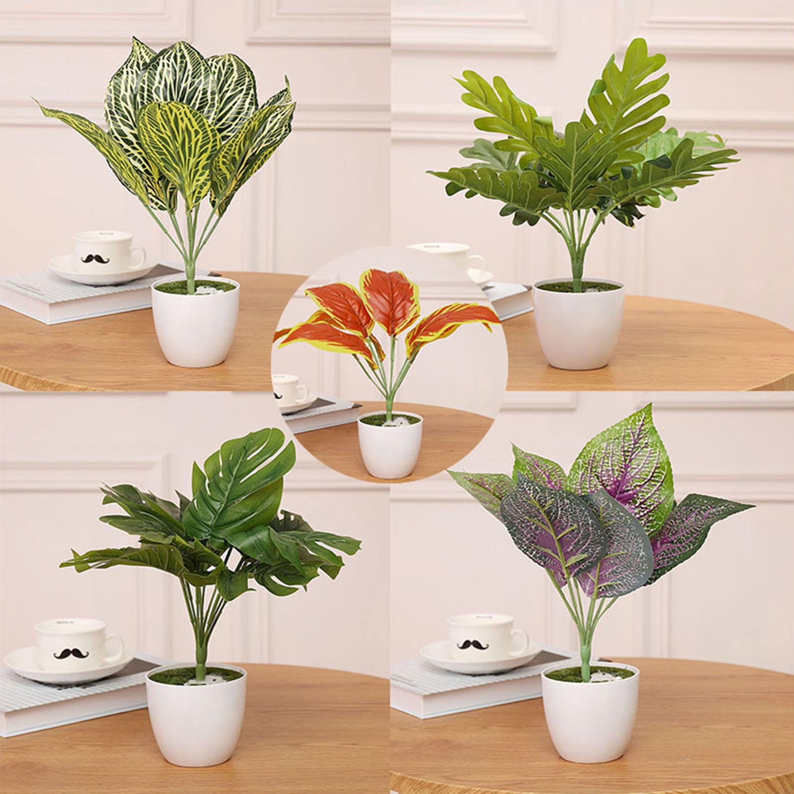 Sunjoy Tech 1 Branch Artificial Plant Vivid Realistic 9 Heads Design Simulation Monstera Leaf ...