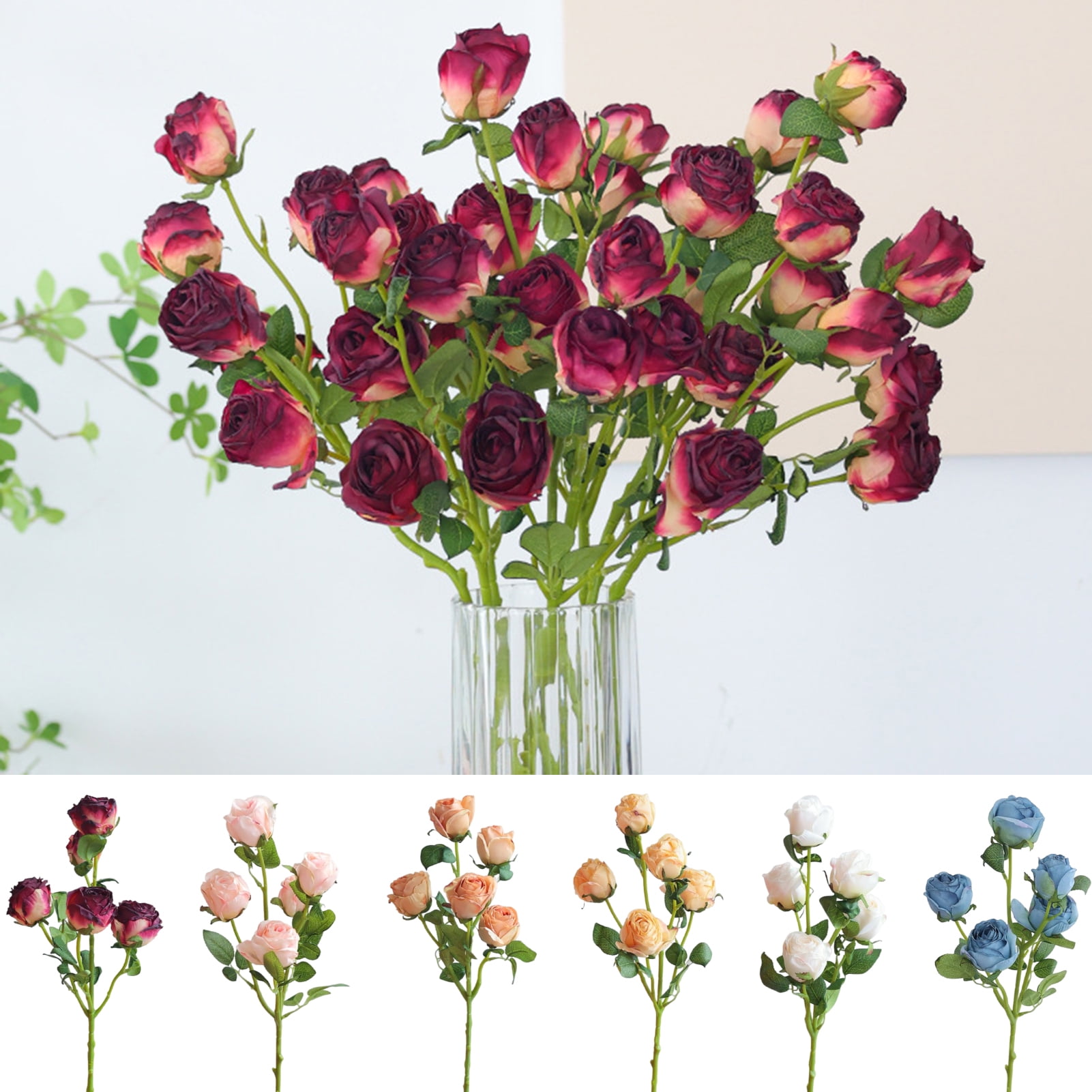 Sunjoy Tech 1 Branch Fake Flowers Real Touch Unfading Multi-Functional ...