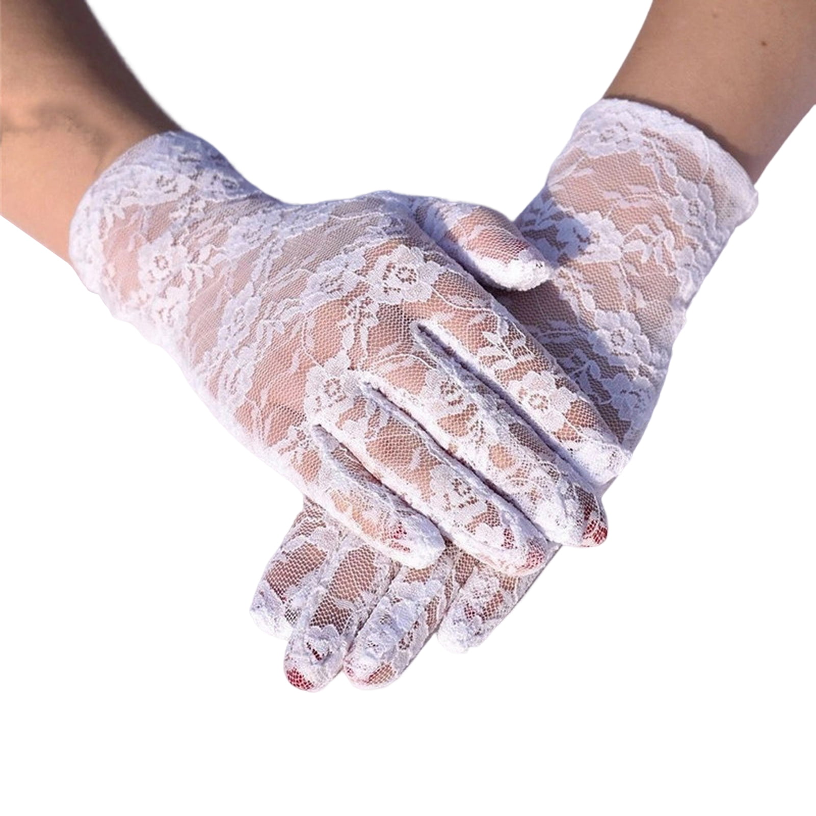 Sunjoy Tech 1 Pair Bridal Gloves Lace Flower Pattern Solid Color Lady Mittens Elegant Short ...