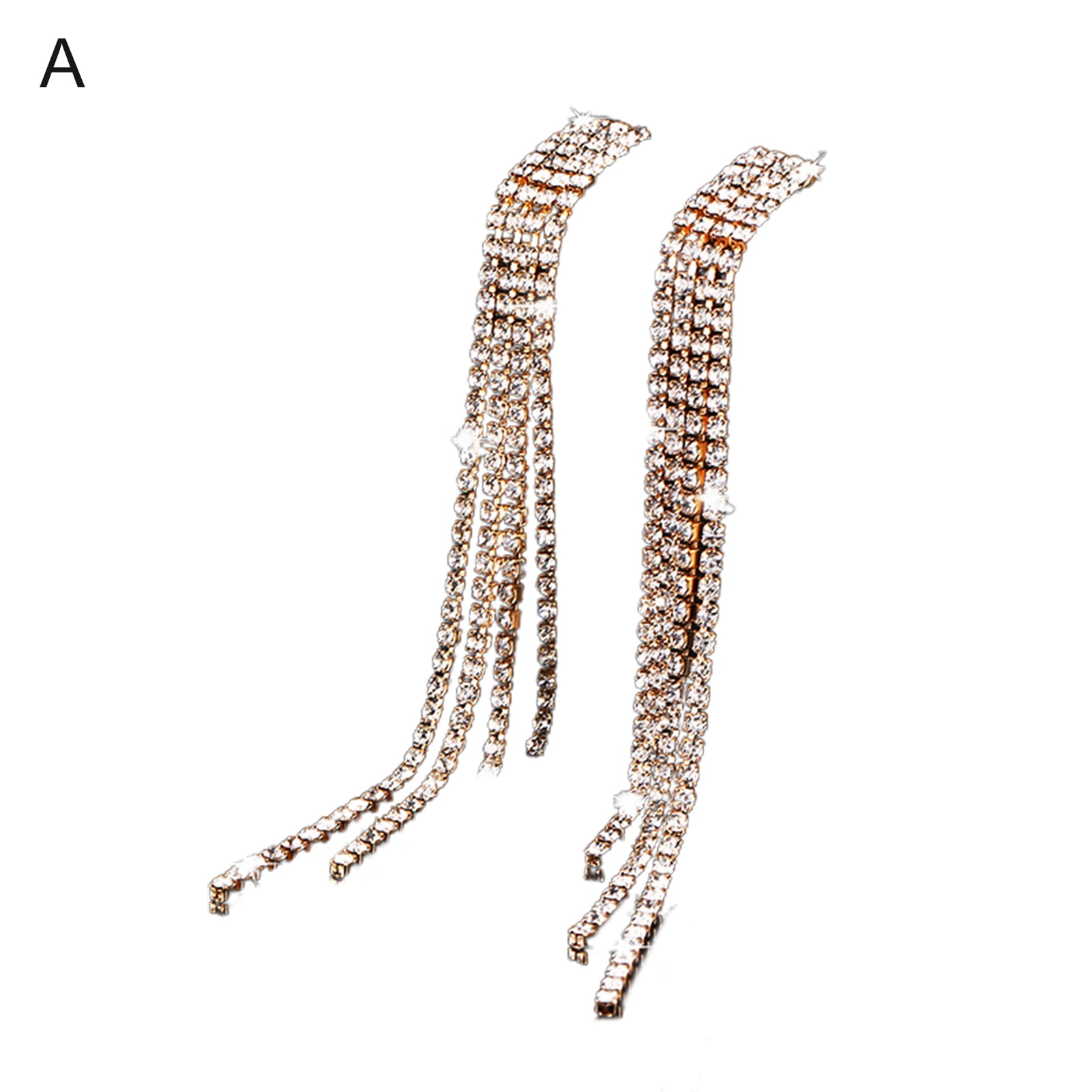 Sunjoy Tech 1 Pair Drop Earrings Rhinestones Tassels Jewelry Shining ...