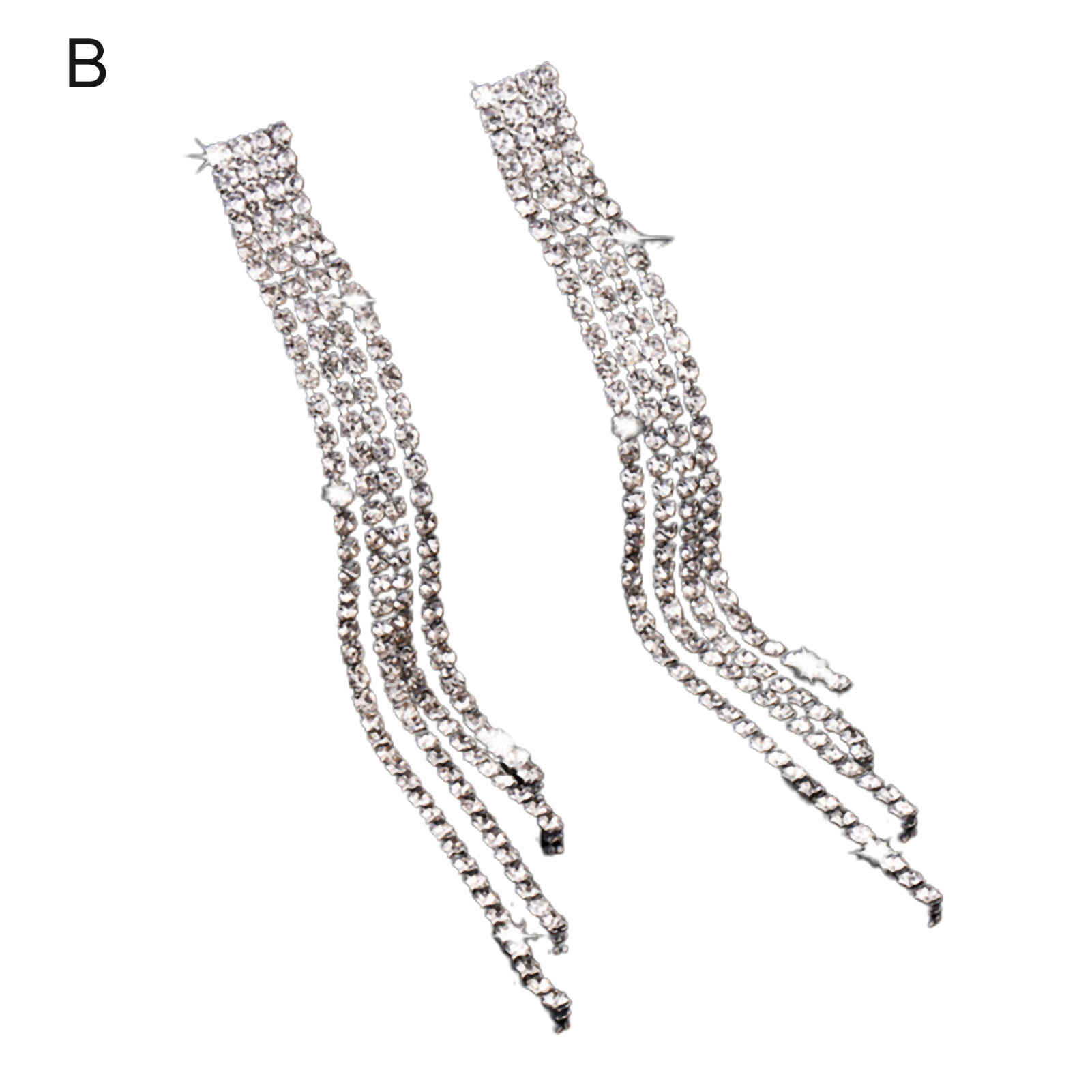 Sunjoy Tech 1 Pair Drop Earrings Rhinestones Tassels Jewelry Shining ...